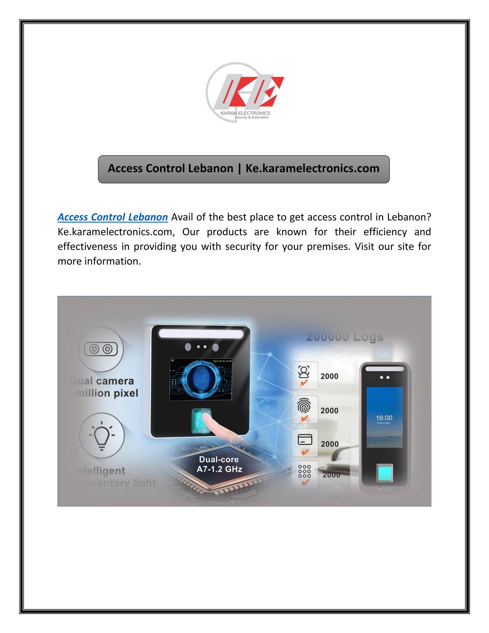 Access Control Lebanon | Ke.karamelectronics.com by Karam Electronics - Issuu