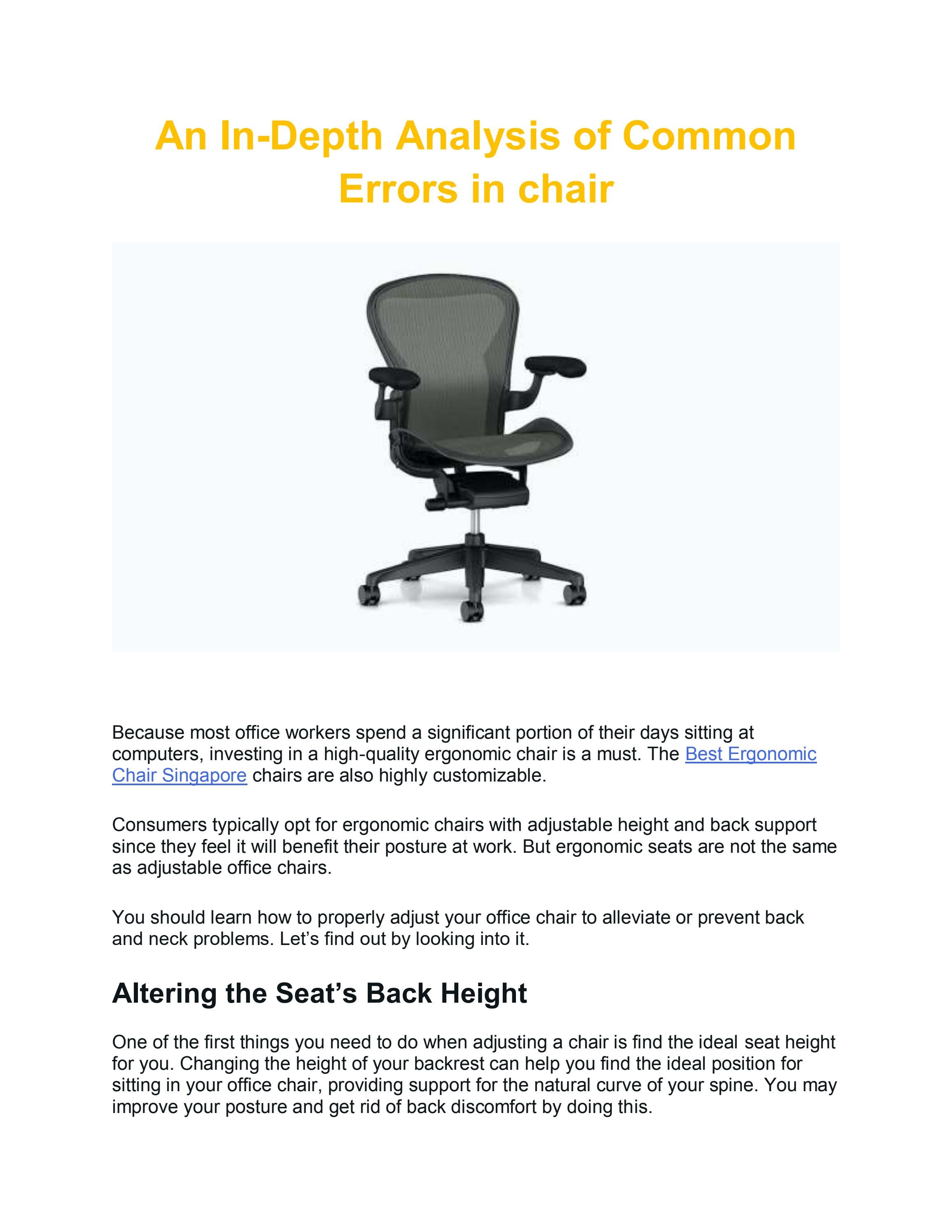An In-Depth Analysis of Common Errors in chair by NextChairs Singapore ...