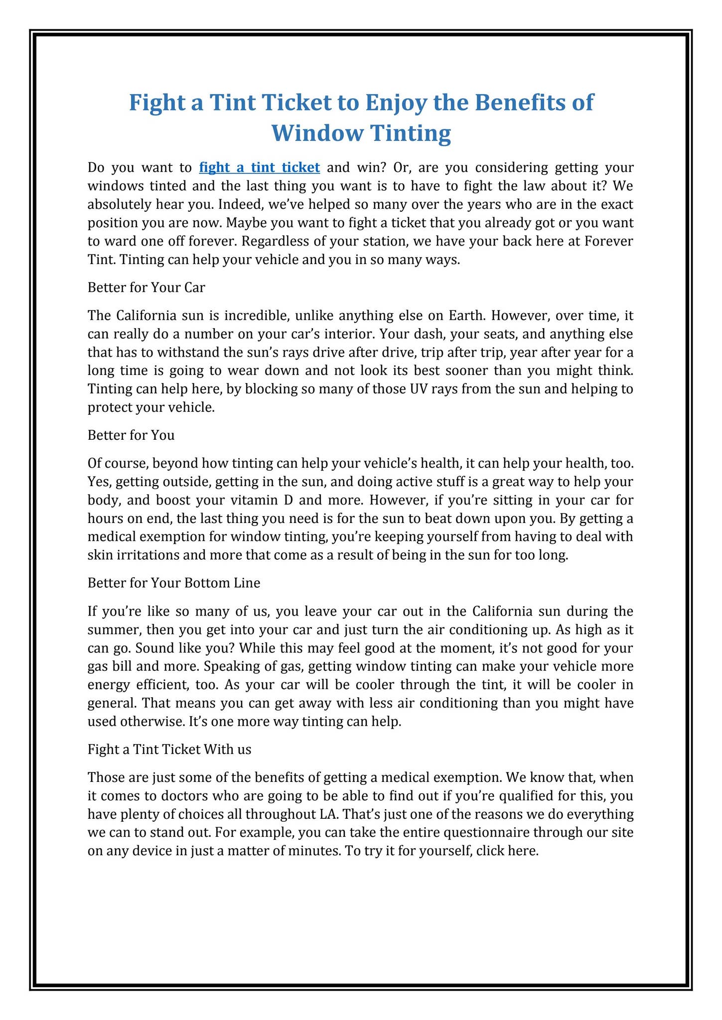 Fight a Tint Ticket to Enjoy the Benefits of Window Tinting by Chirag ...