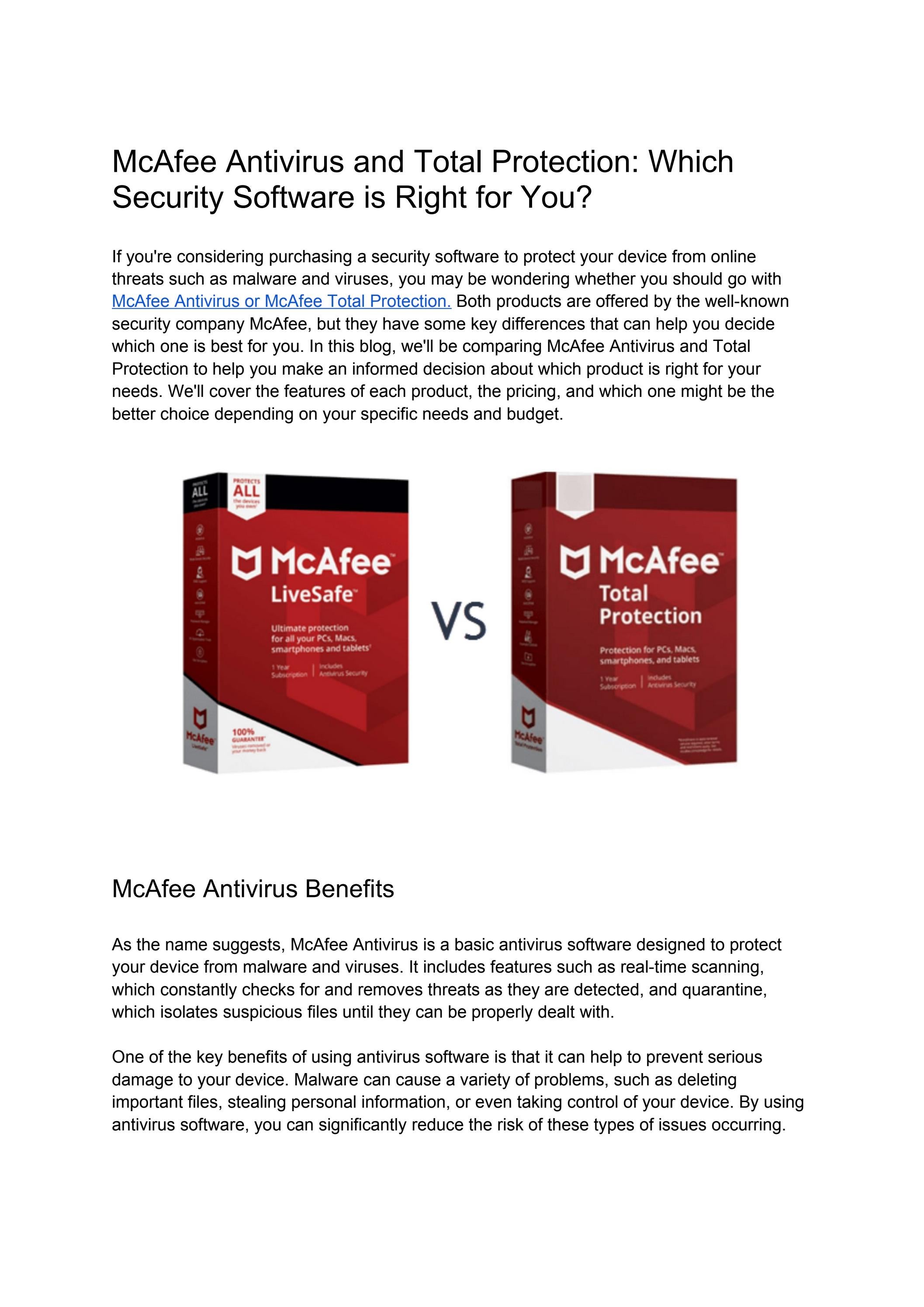 McAfee Antivirus and Total Protection: Which Security Software is Right ...