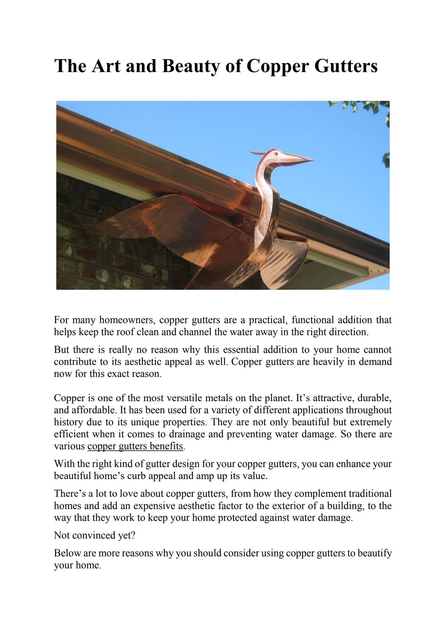 The Art and Beauty of Copper Gutters by Royal Gutters - Issuu