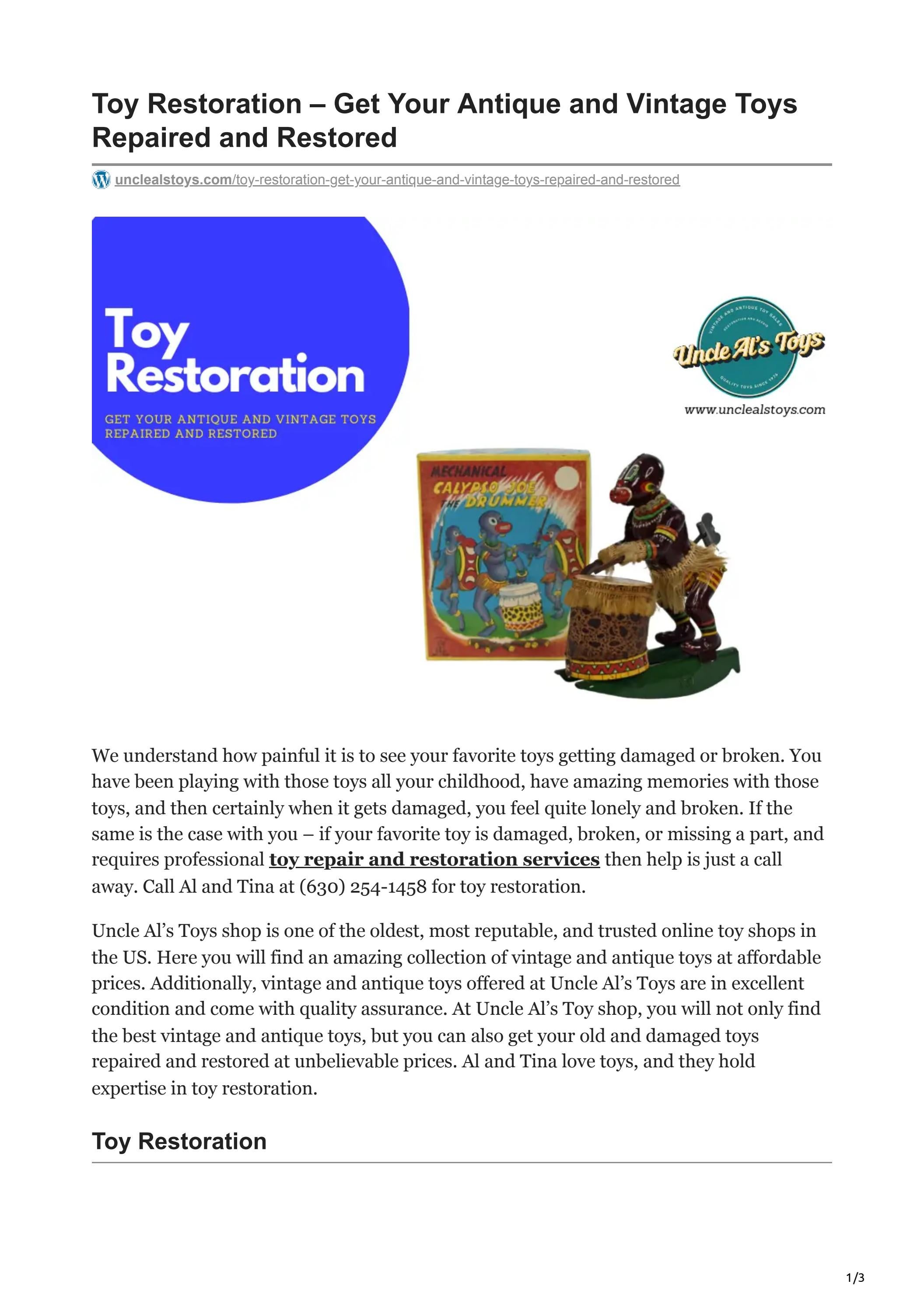 Toy Restoration – Get Your Antique and Vintage Toys Repaired and ...