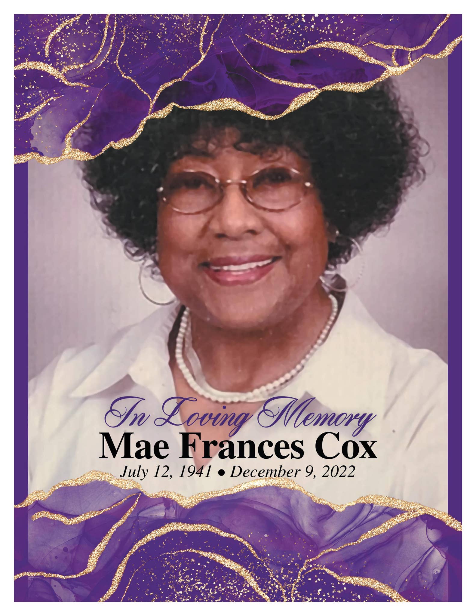 Mae Frances Cox Obituary by Masters Of Memories - Issuu