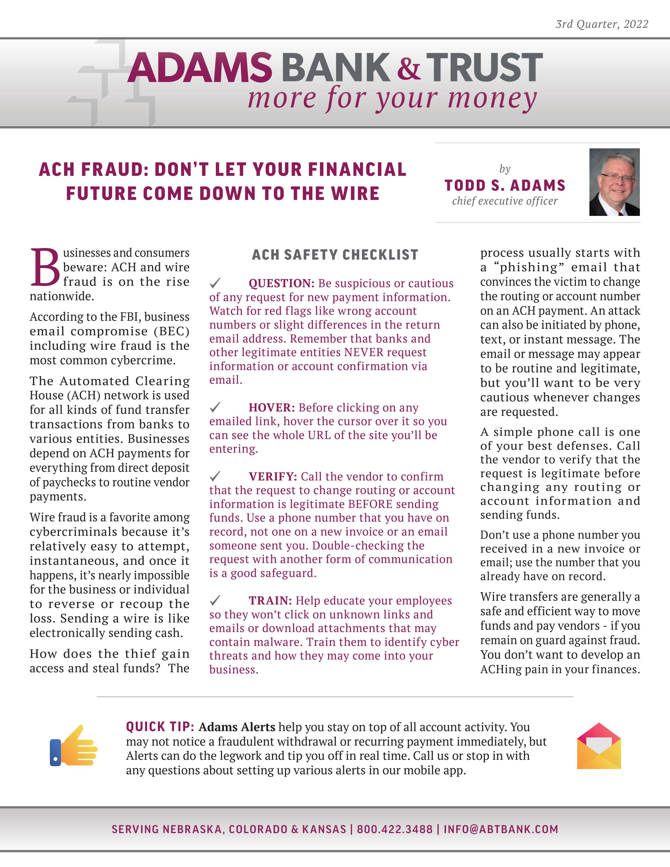 More For Your Money | Adams Bank & Trust Newsletter | 3rd Quarter 2022 ...