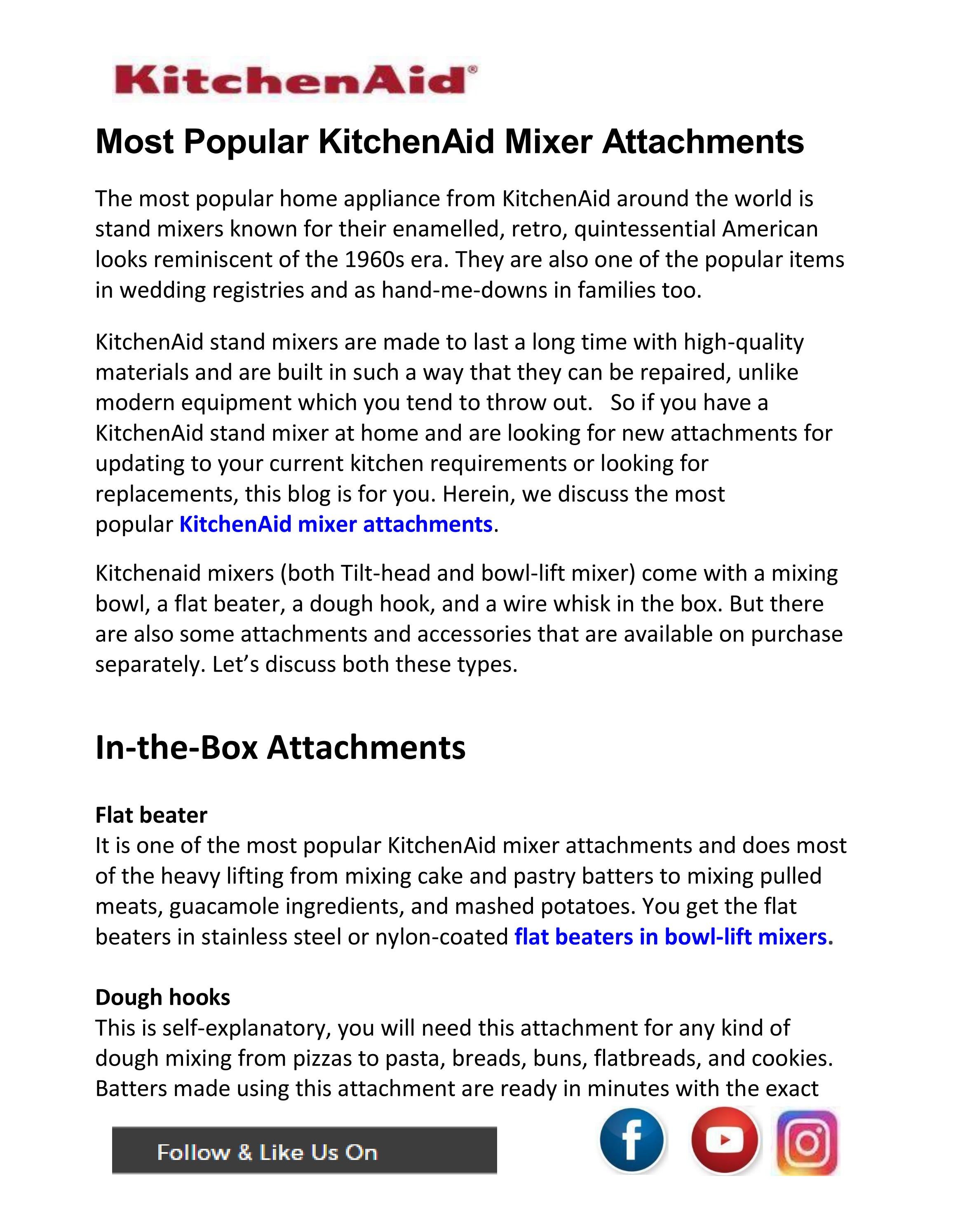 Most Popular KitchenAid Mixer Attachments by Alicia Smith - Issuu