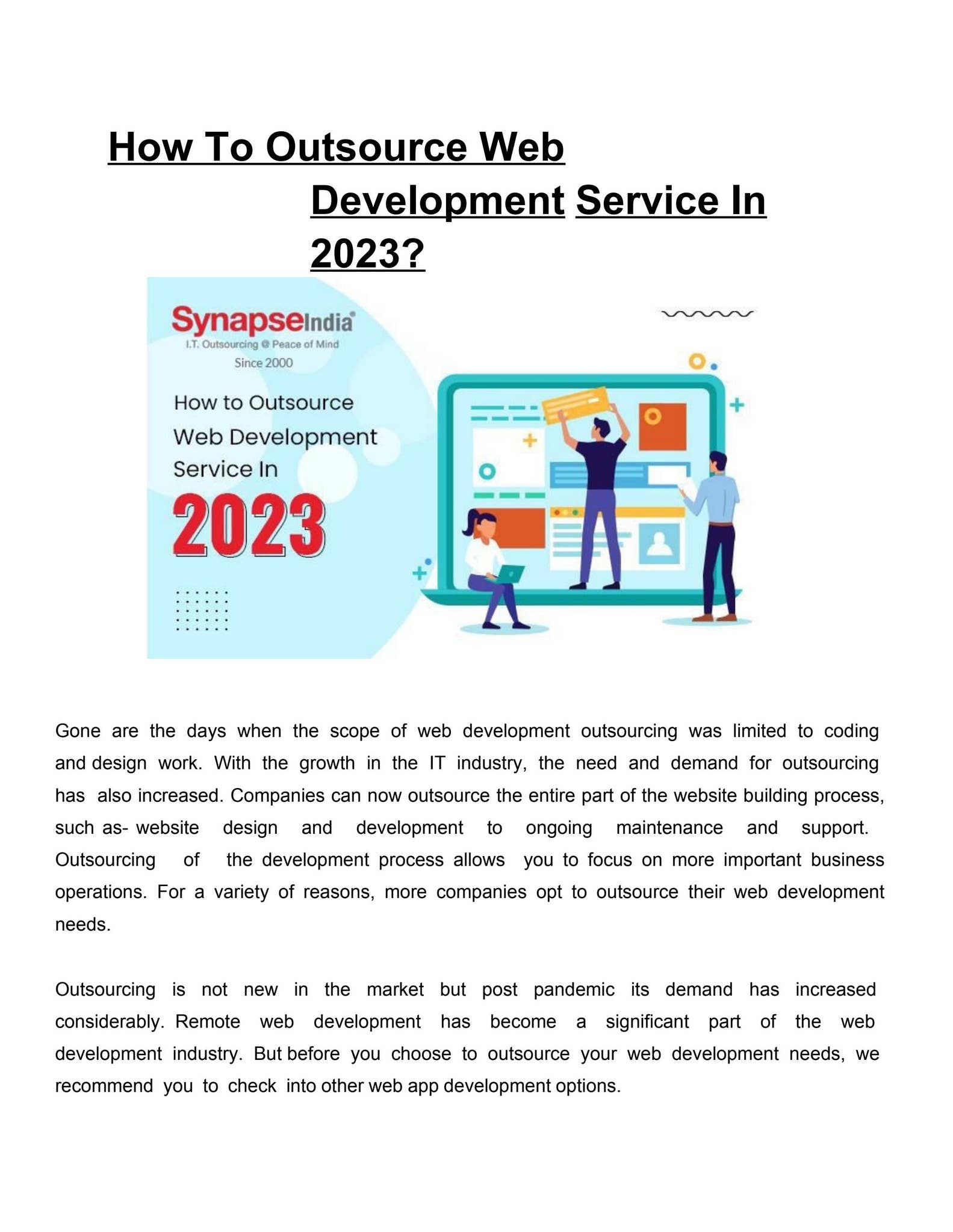 How to Outsource Web Development Service In 2023? by Synapseindia - Issuu