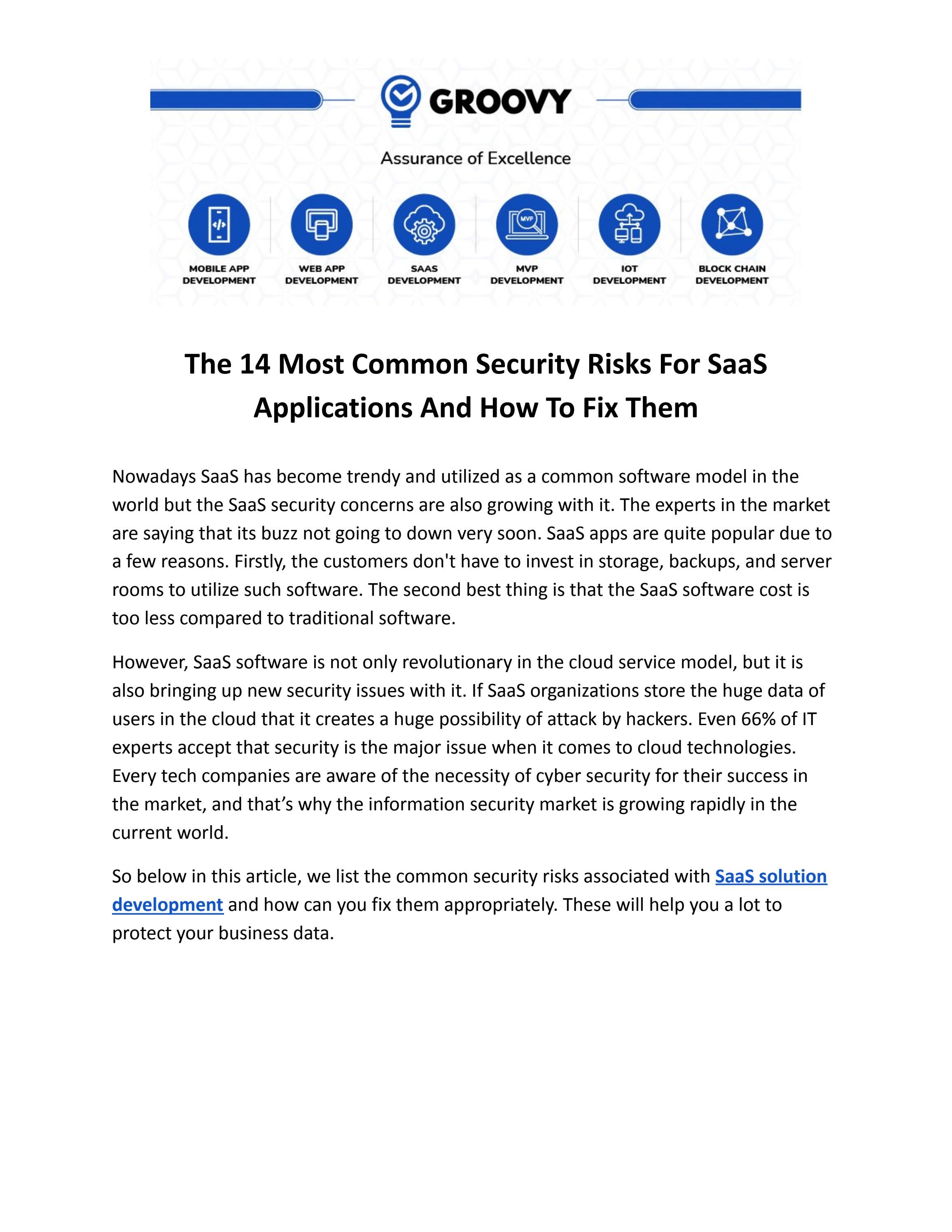 The 14 Most Common Security Risks For SaaS Applications And How To Fix ...