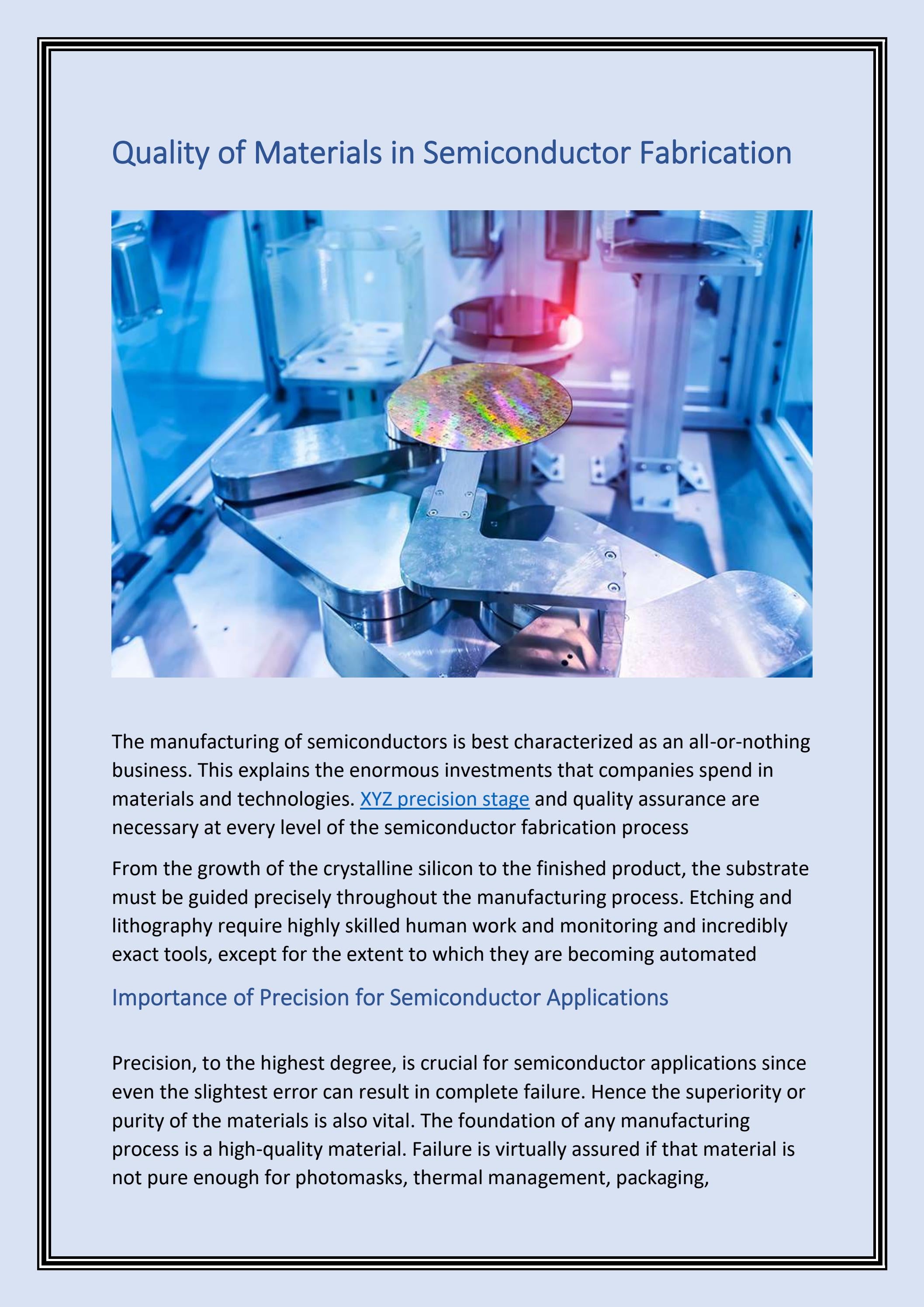 Quality of Materials in Semiconductor Fabrication by Kensington Labs ...