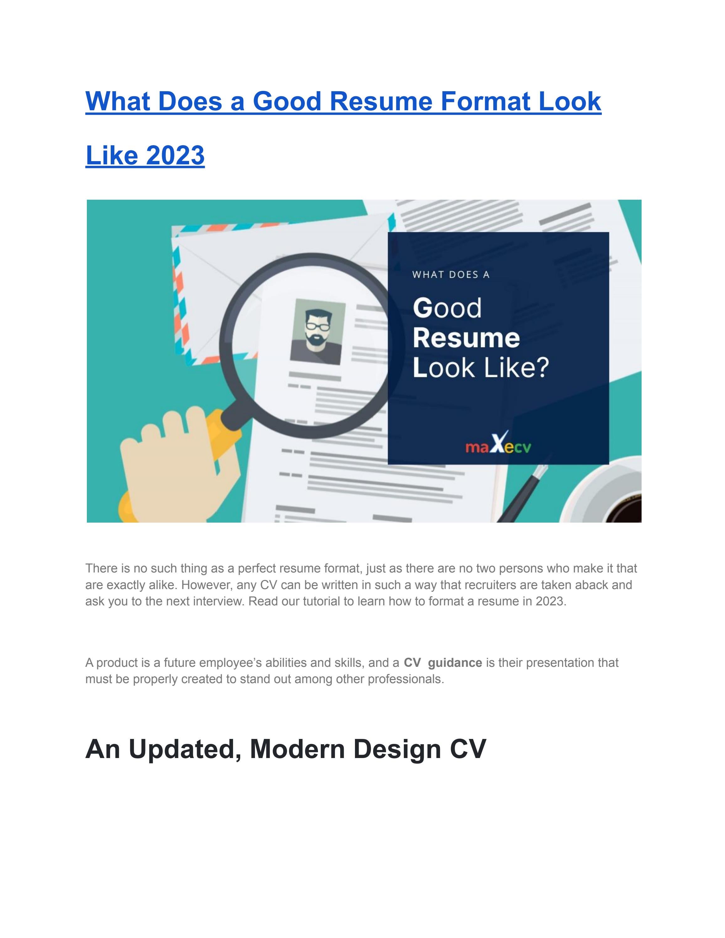 What Does a Good Resume Format Look Like 2023 by Maxecv - Issuu