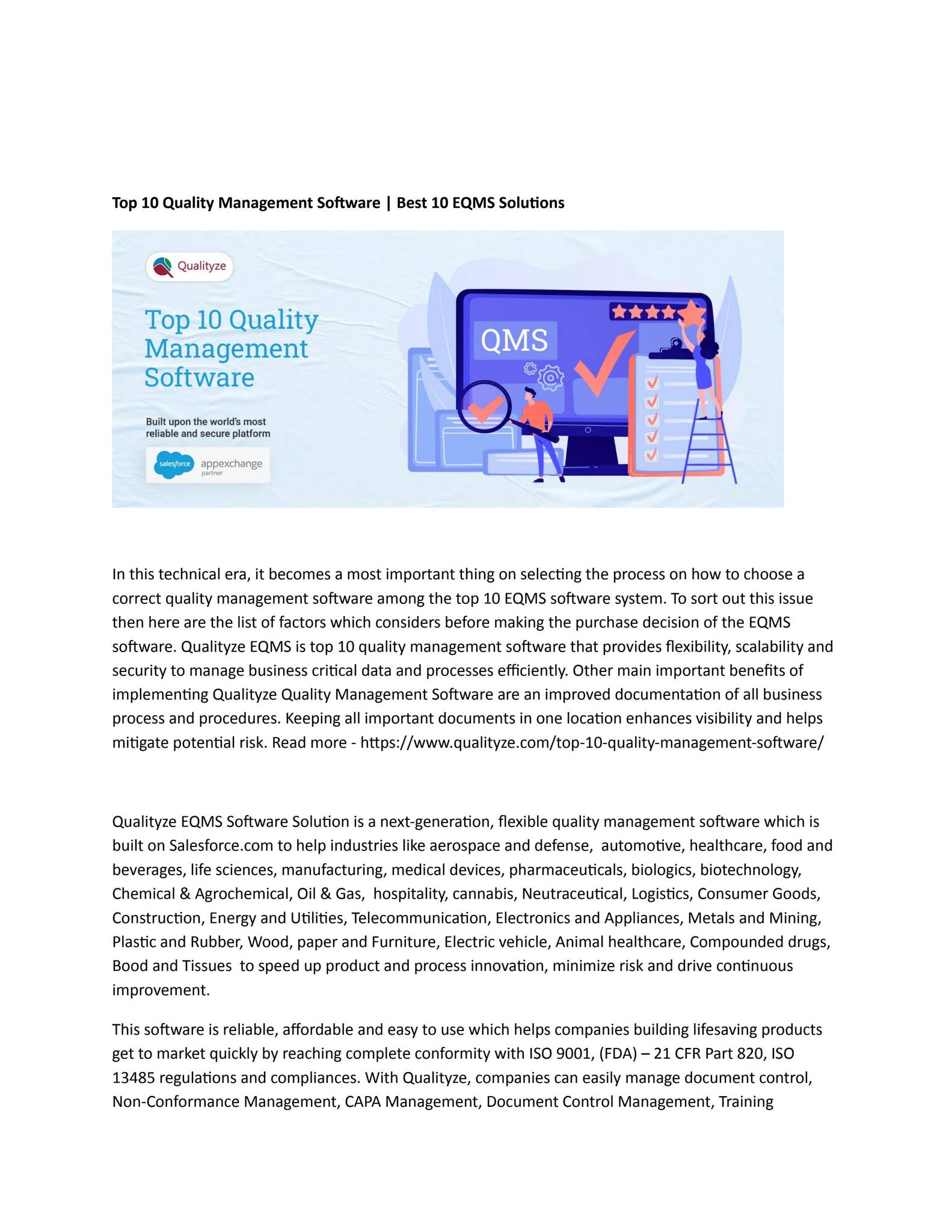Top 10 Quality Management Software | Qualityze by Qualityze - Issuu