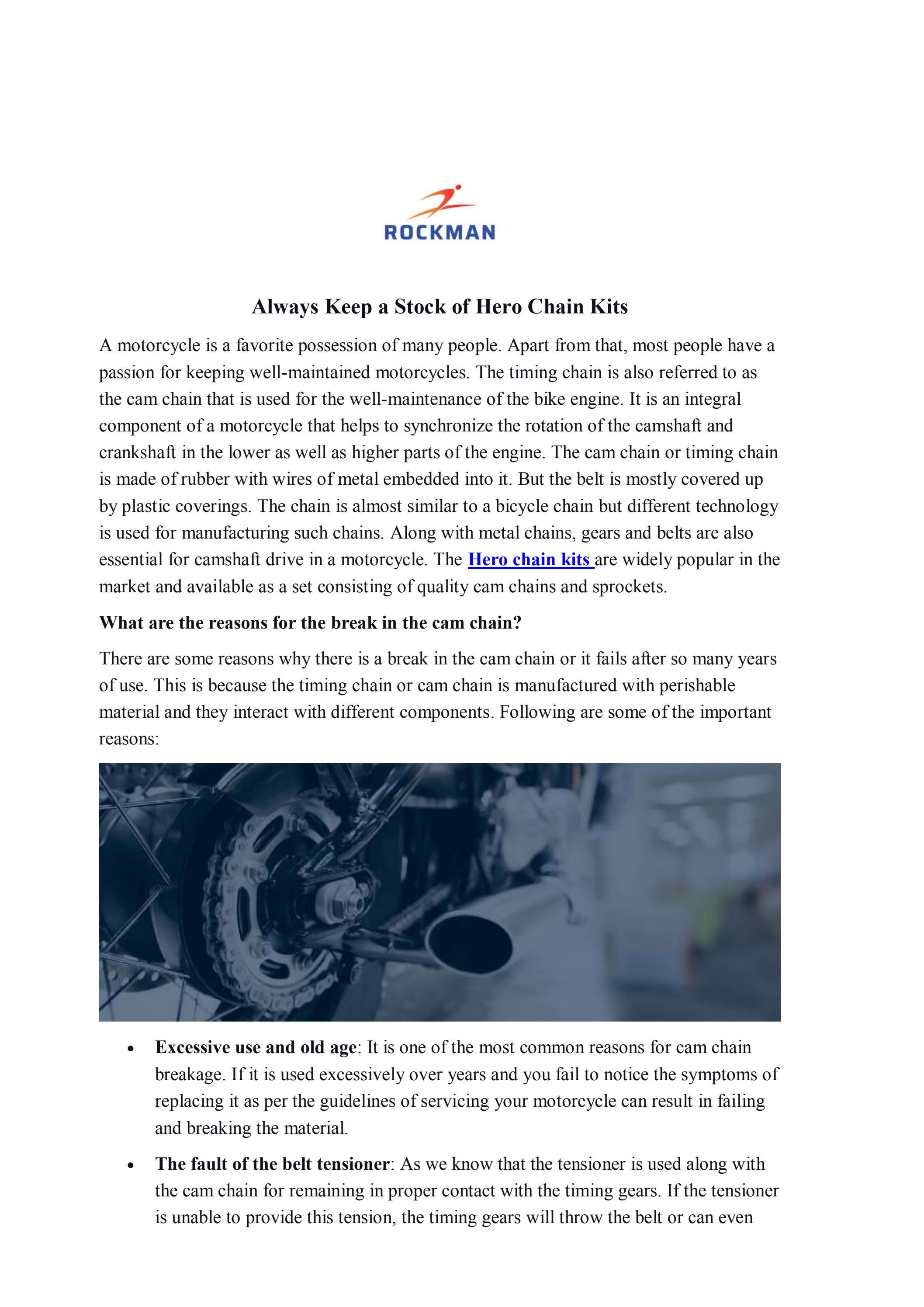 Always Keep a Stock of Hero Chain Kits by Rockman Industries Ltd. - Issuu