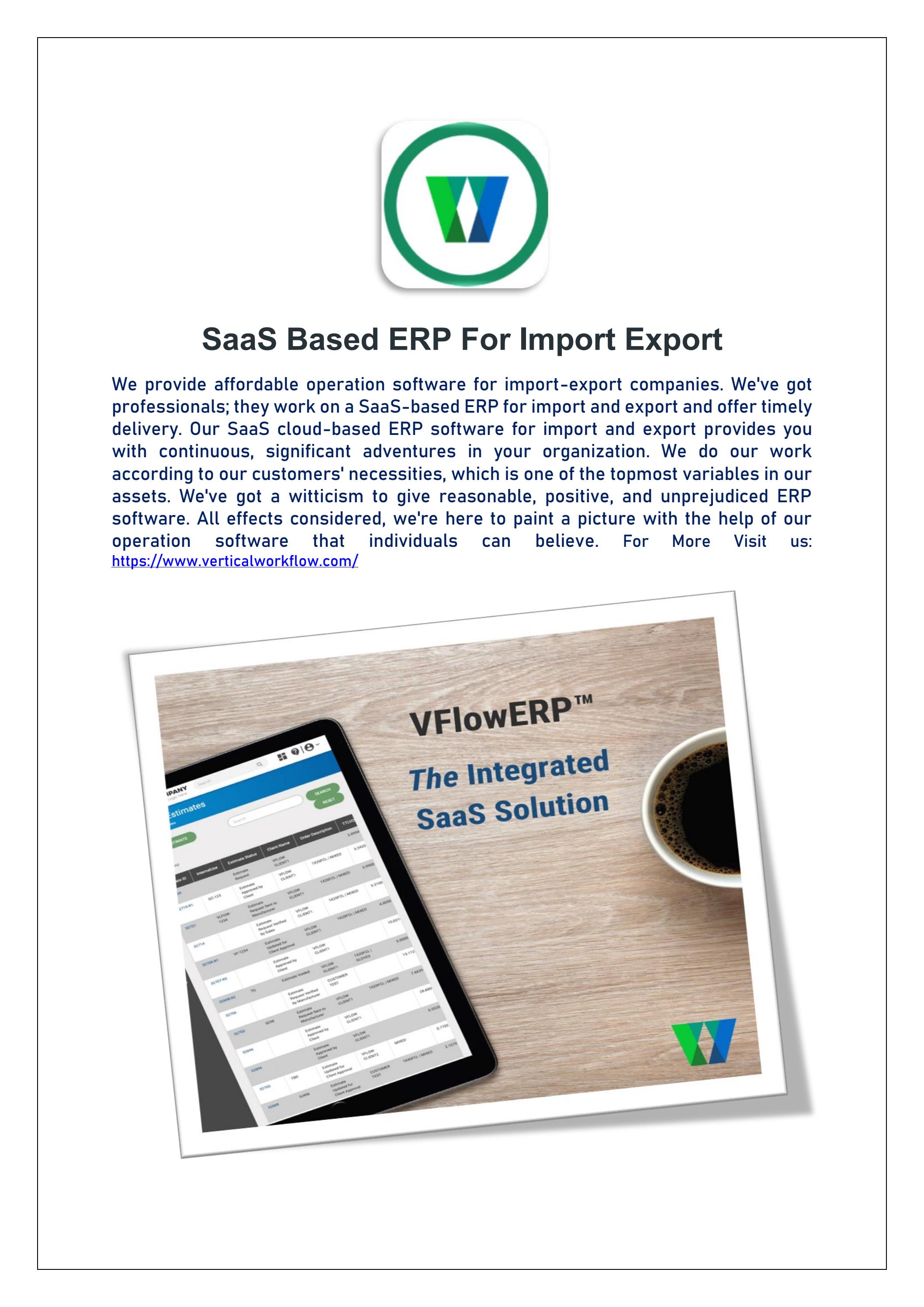 Saas Based Erp For Import Export by Vertical Workflow CA - Issuu