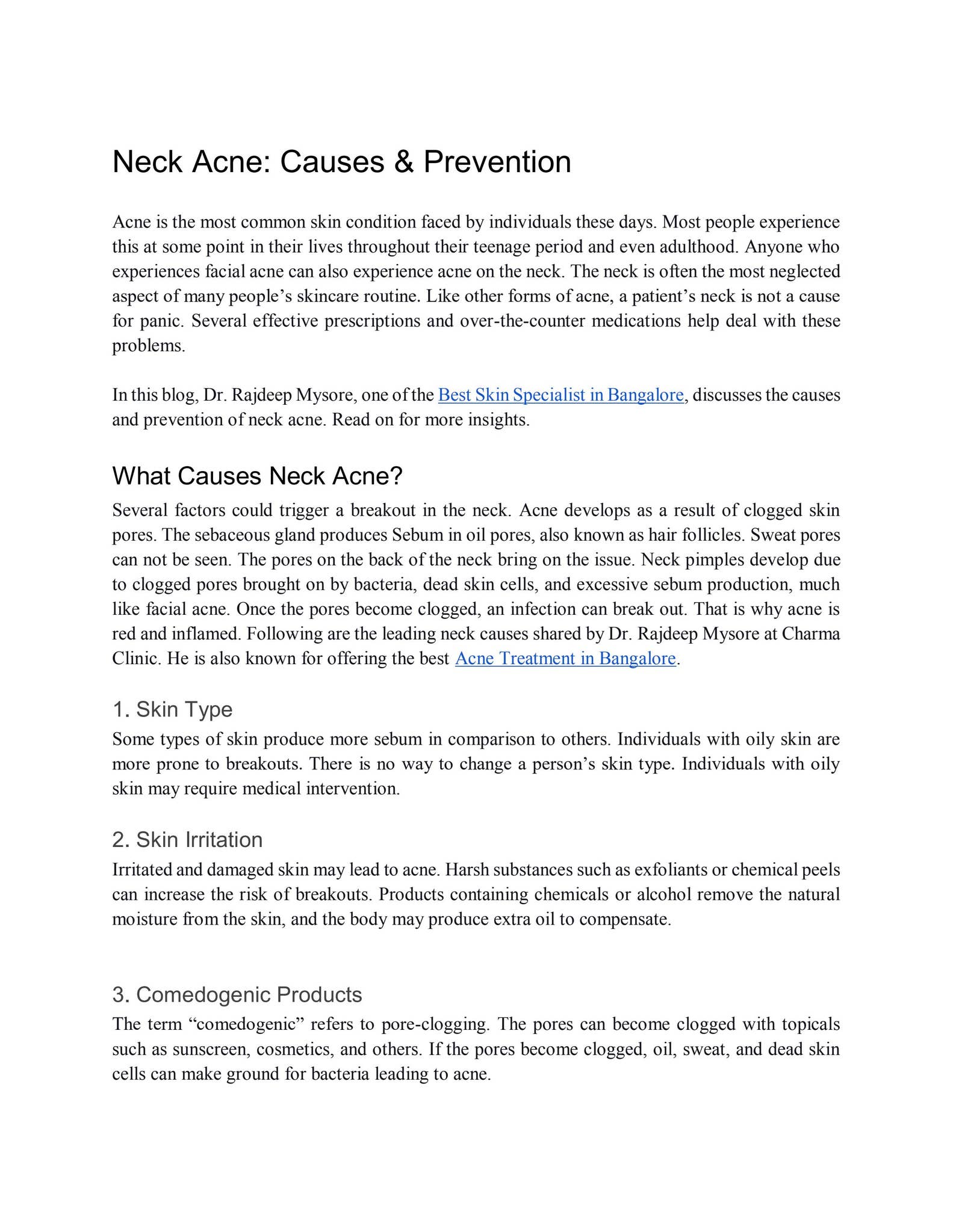 Neck Acne: Causes & Prevention by Charma Clinic - Issuu