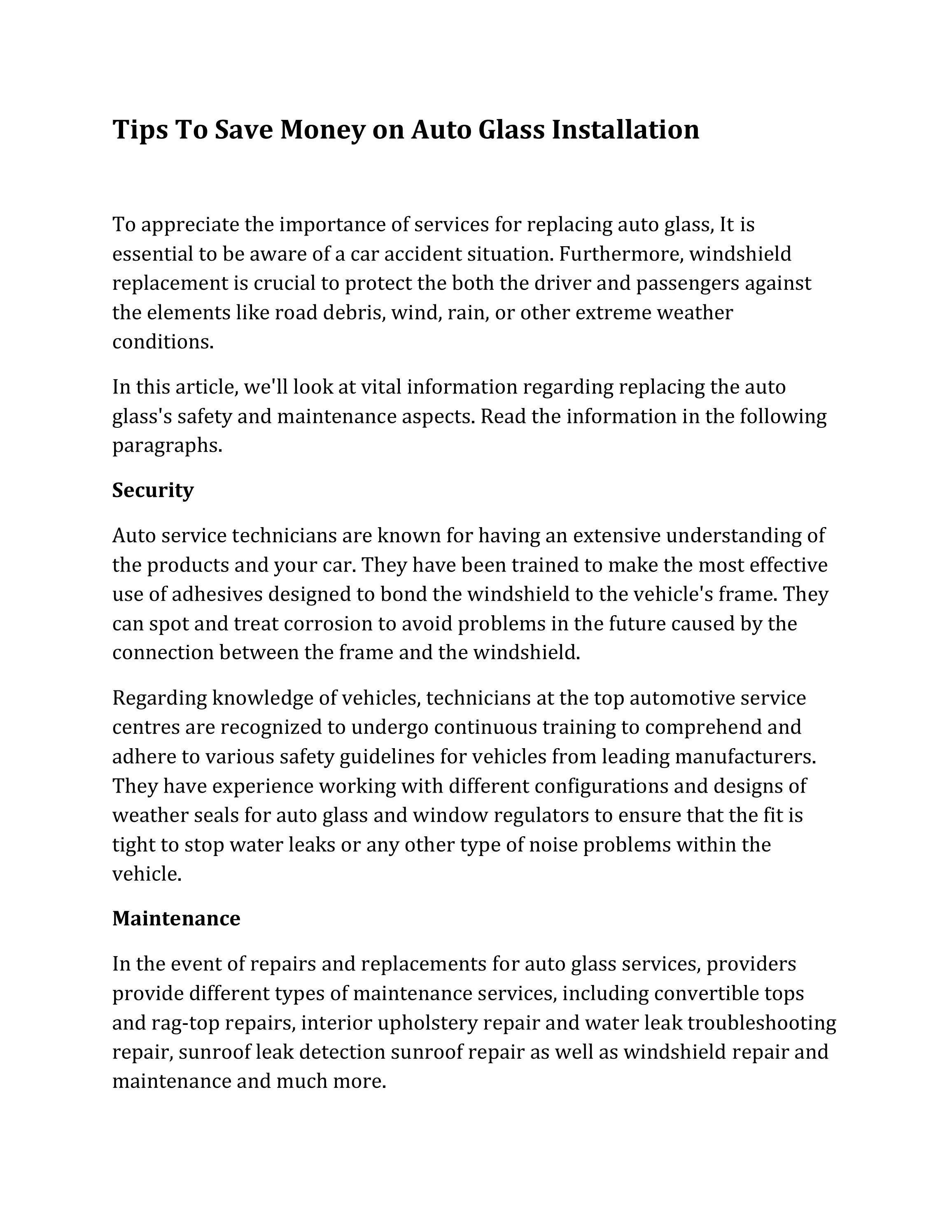 Tips To Save Money on Auto Glass Installation by Auto Glass - Issuu