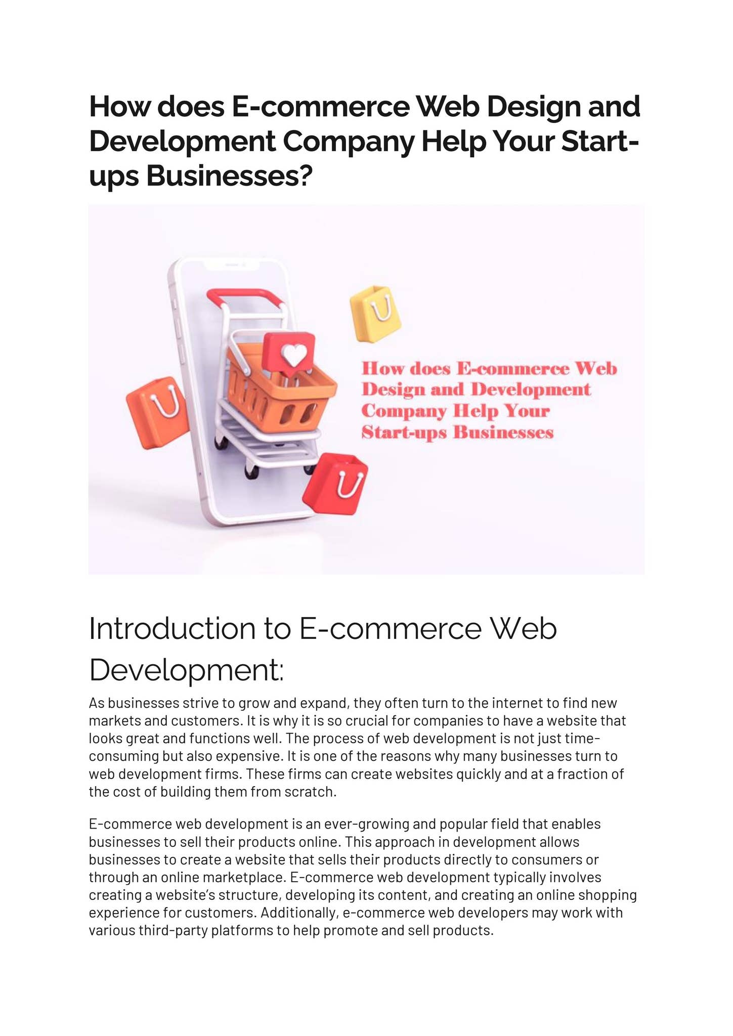 How does E-commerce Web Design and Development Company Help Your Start ...