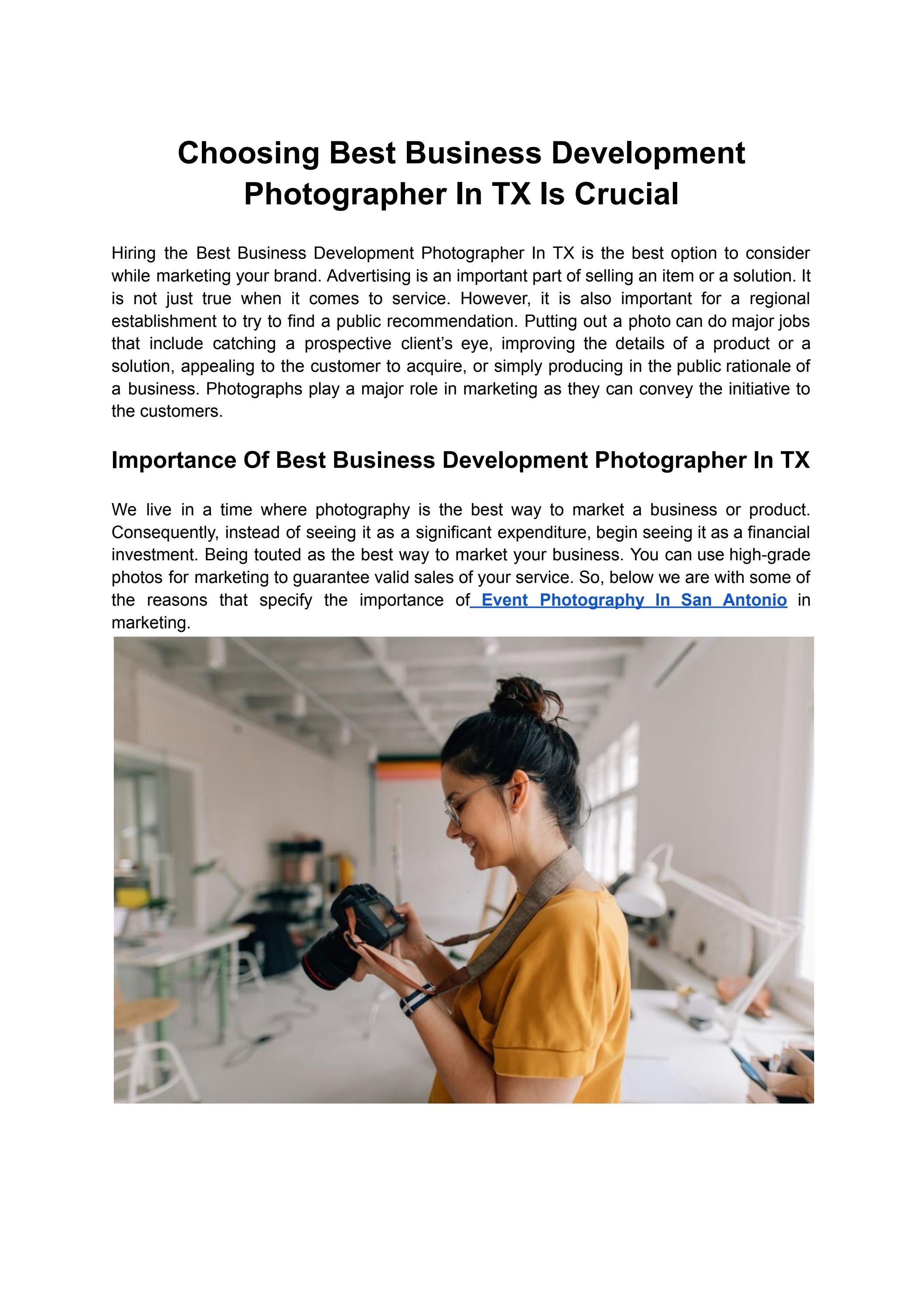 Choosing Best Business Development Photographer by lucasmedley - Issuu