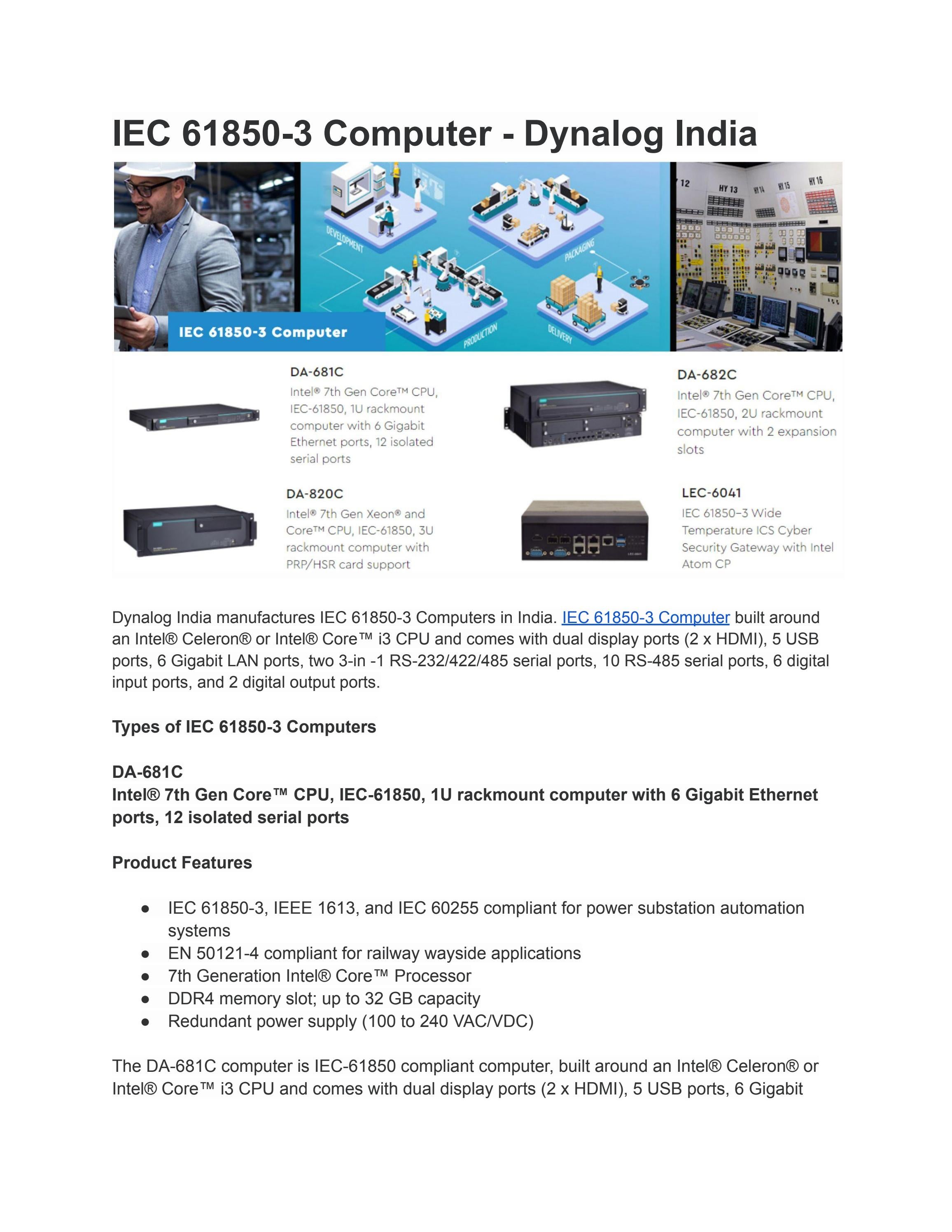 IEC 61850-3 Computer - Dynalog India by Dynalog India - Issuu