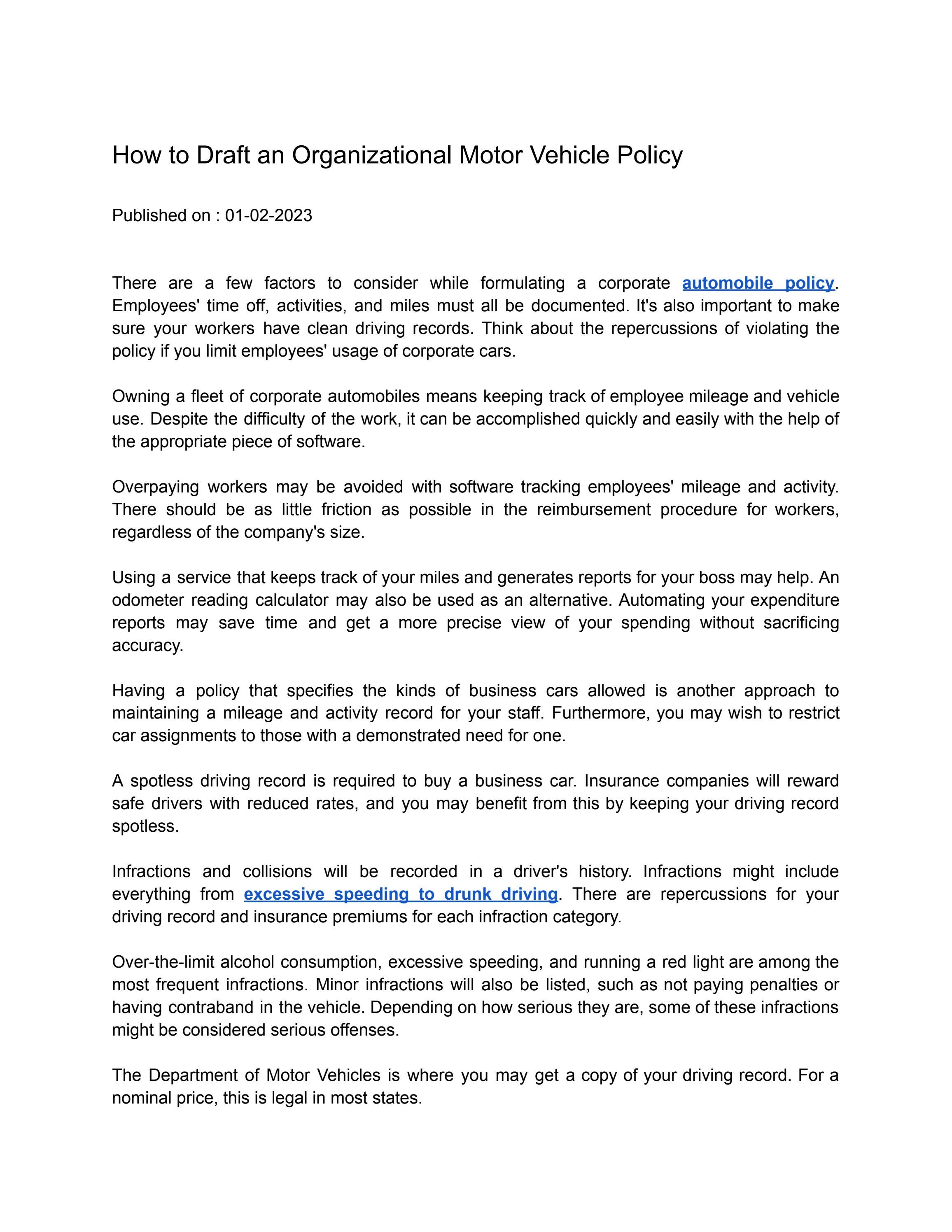 How to Draft an Organizational Motor Vehicle Policy by Martin ...