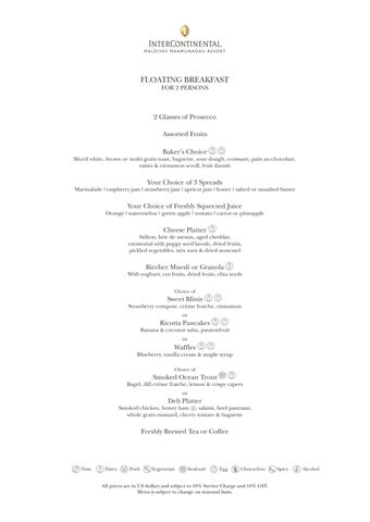 Floating Breakfast by InterContinental Maldives - Issuu