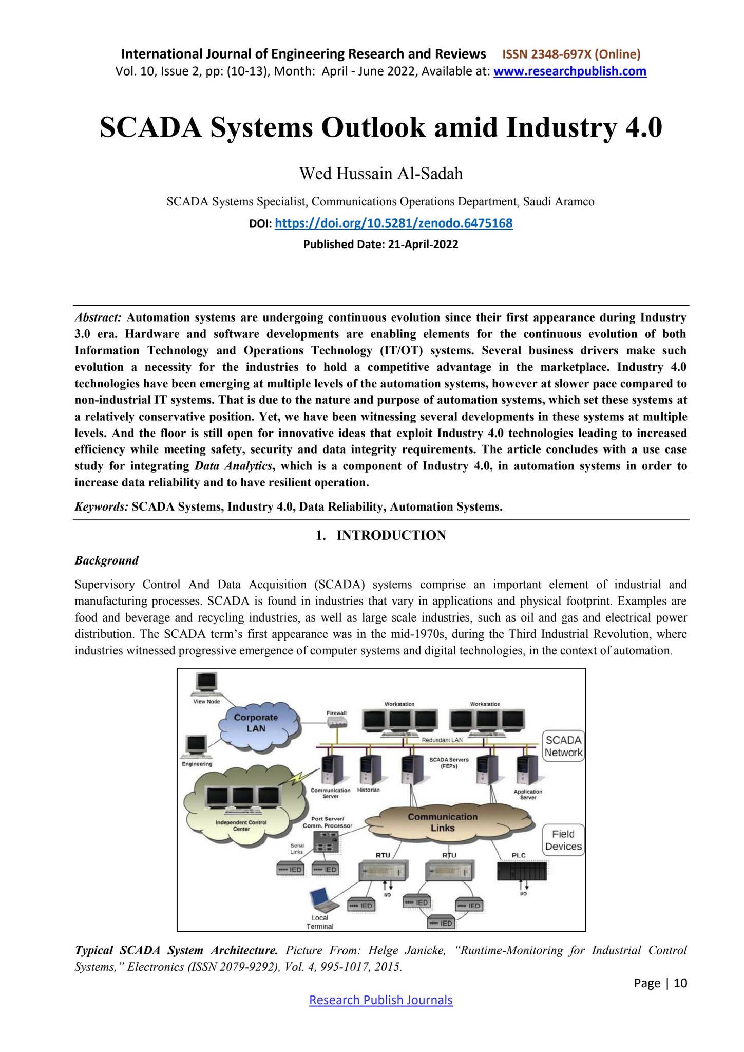 SCADA Systems Outlook amid Industry 4.0 by Research Publish Journals ...