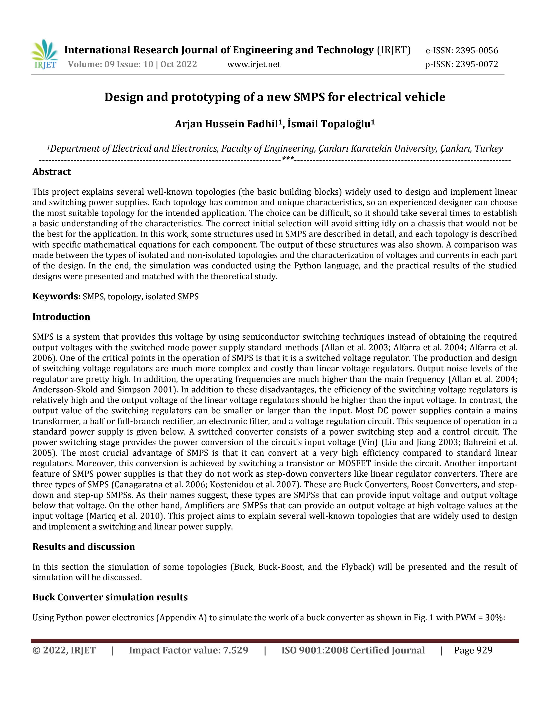 Design and prototyping of a new SMPS for electrical vehicle by IRJET ...