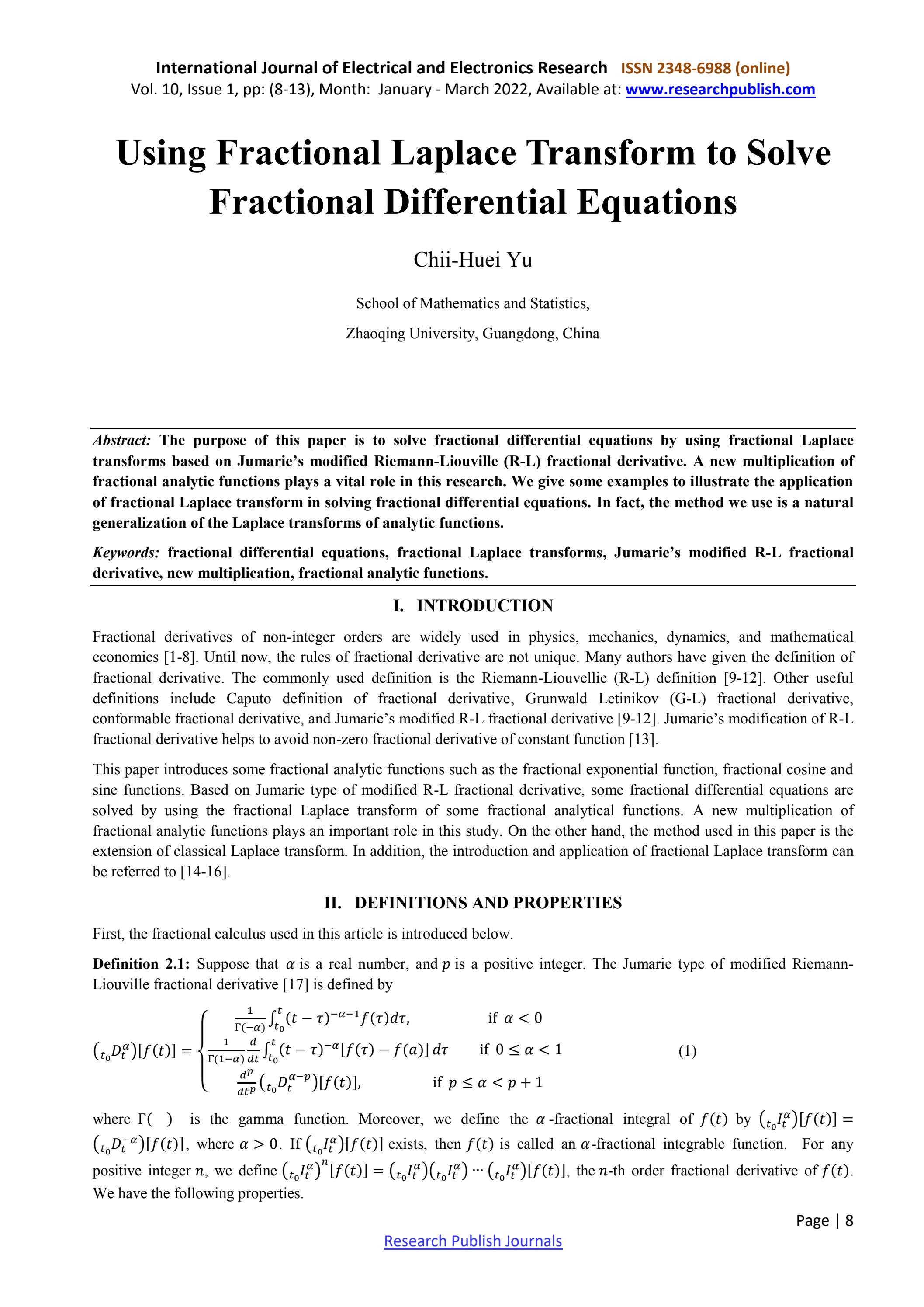 Using Fractional Laplace Transform to Solve Fractional Differential ...