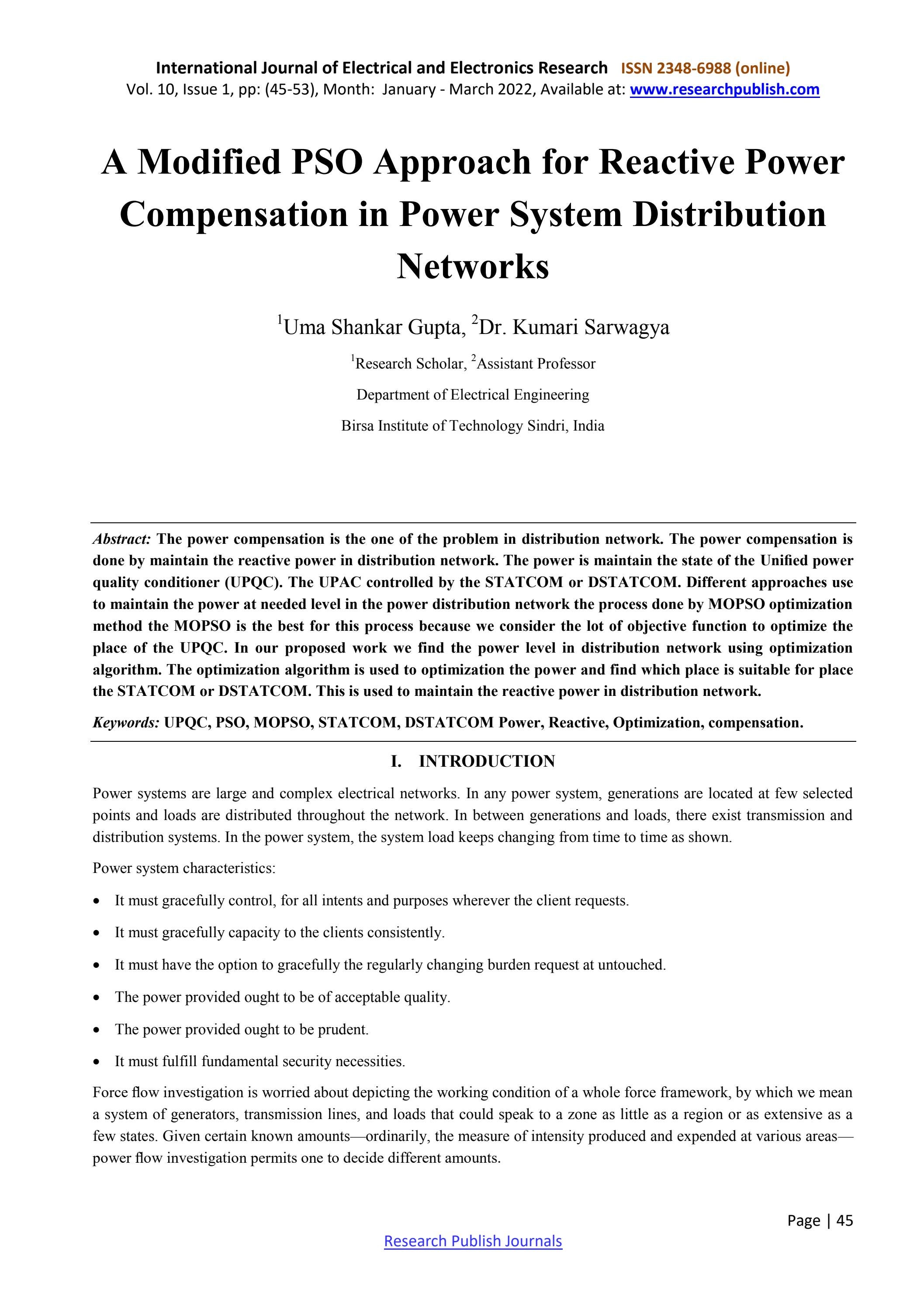 A Modified PSO Approach for Reactive Power Compensation in Power System ...