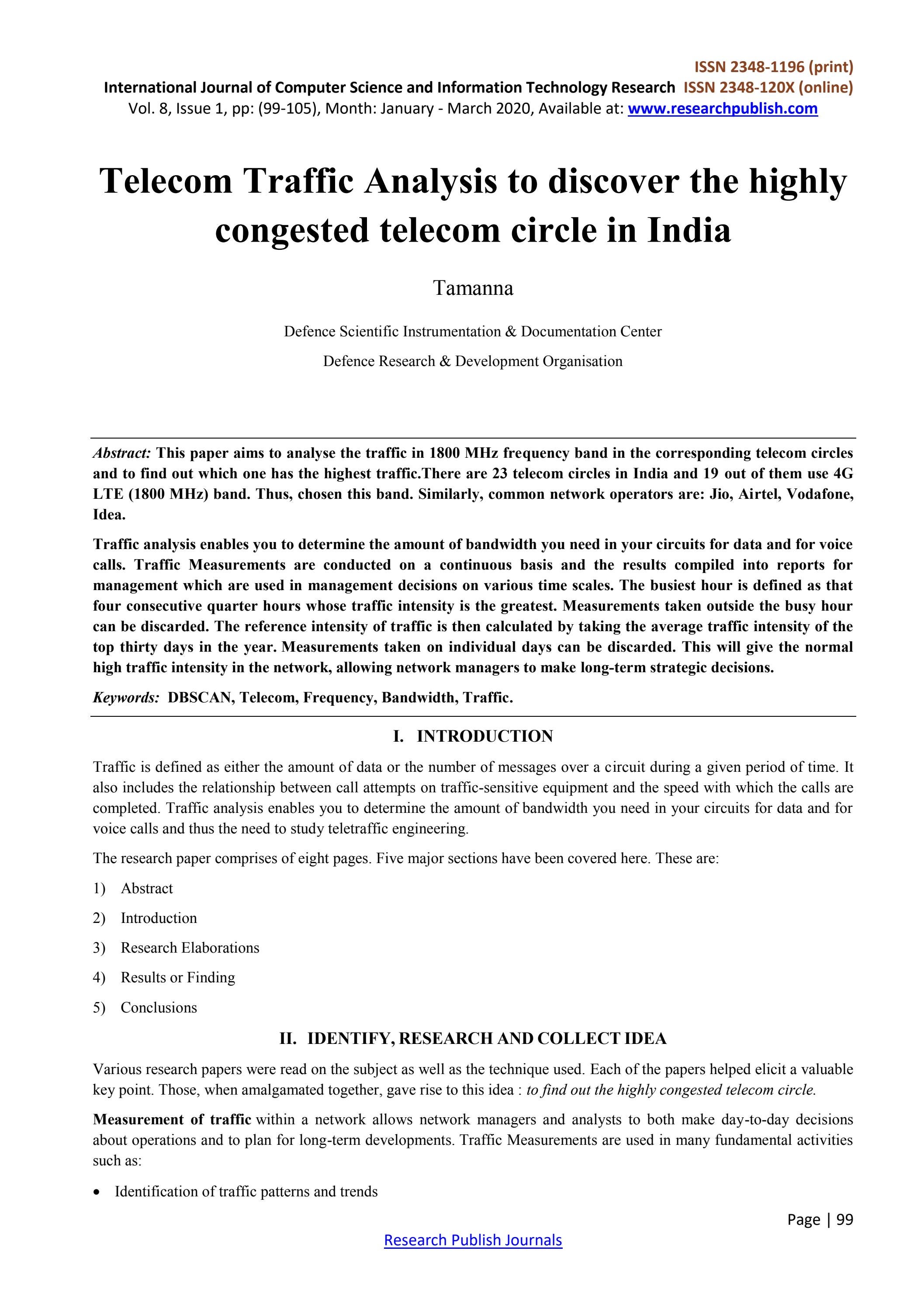 Telecom Traffic Analysis to discover the highly congested telecom ...
