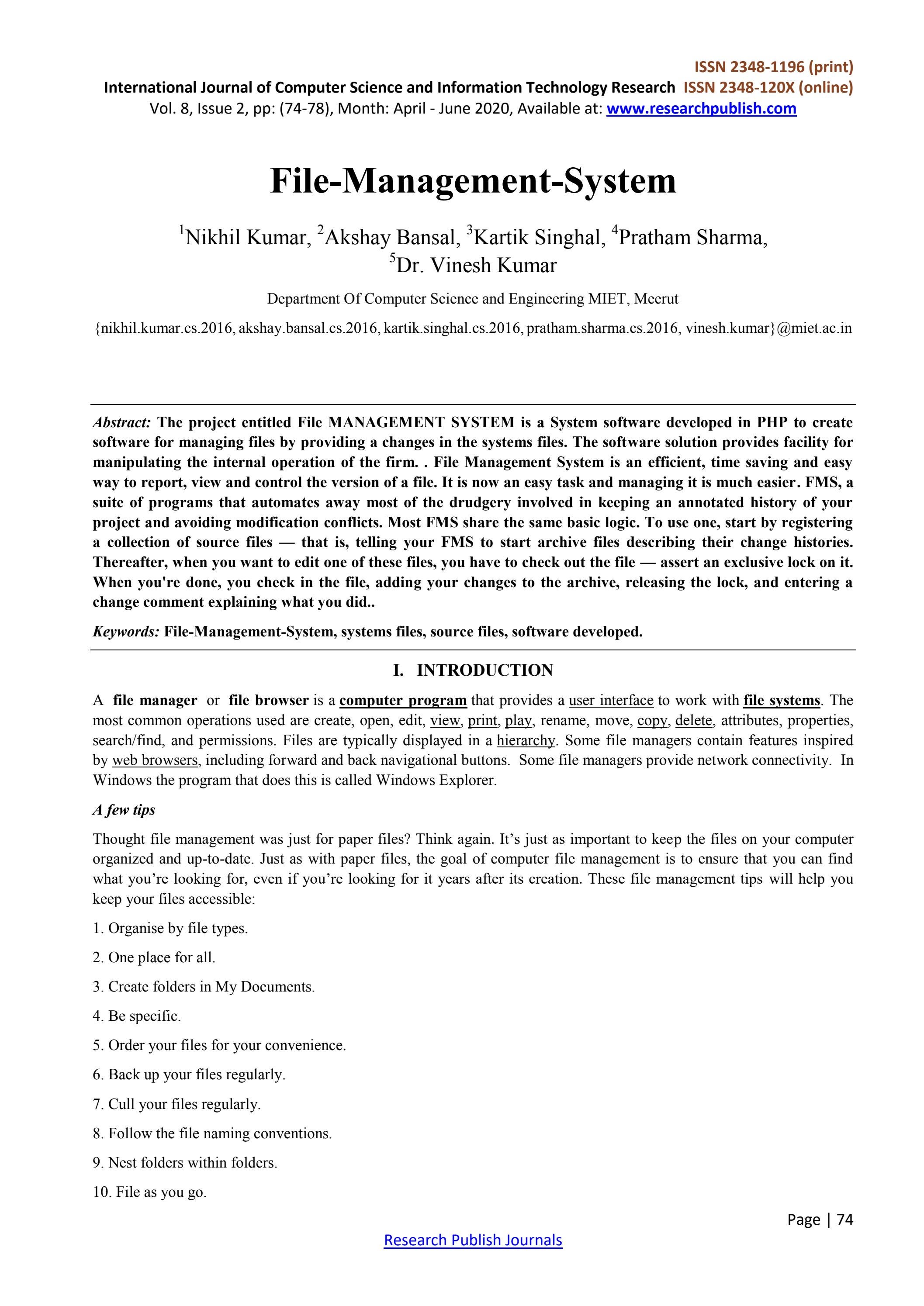 File-Management-System by Research Publish Journals - Issuu