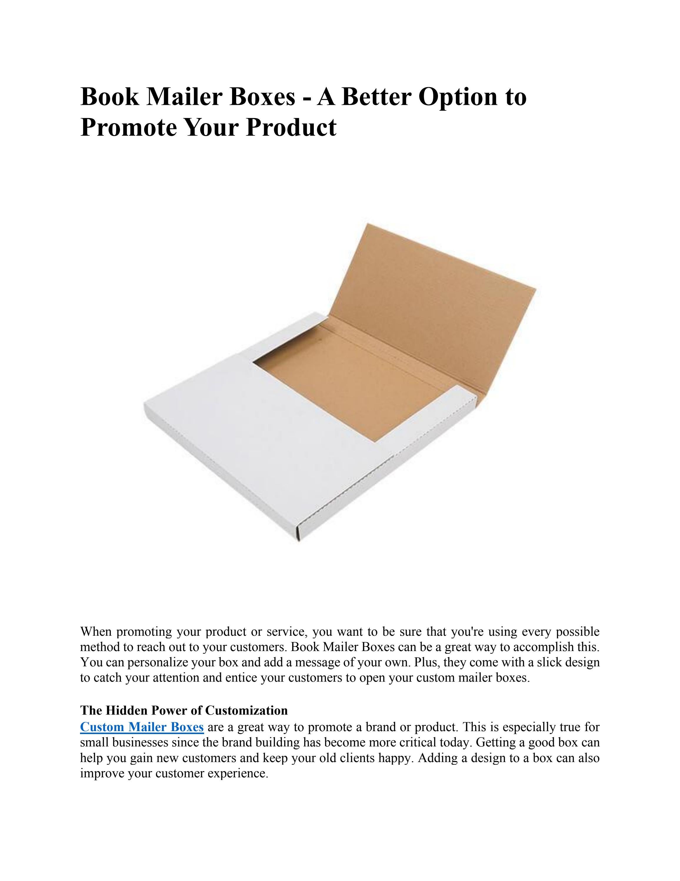 Book Mailer Boxes - A Better Option to Promote Your Product by Adam ...