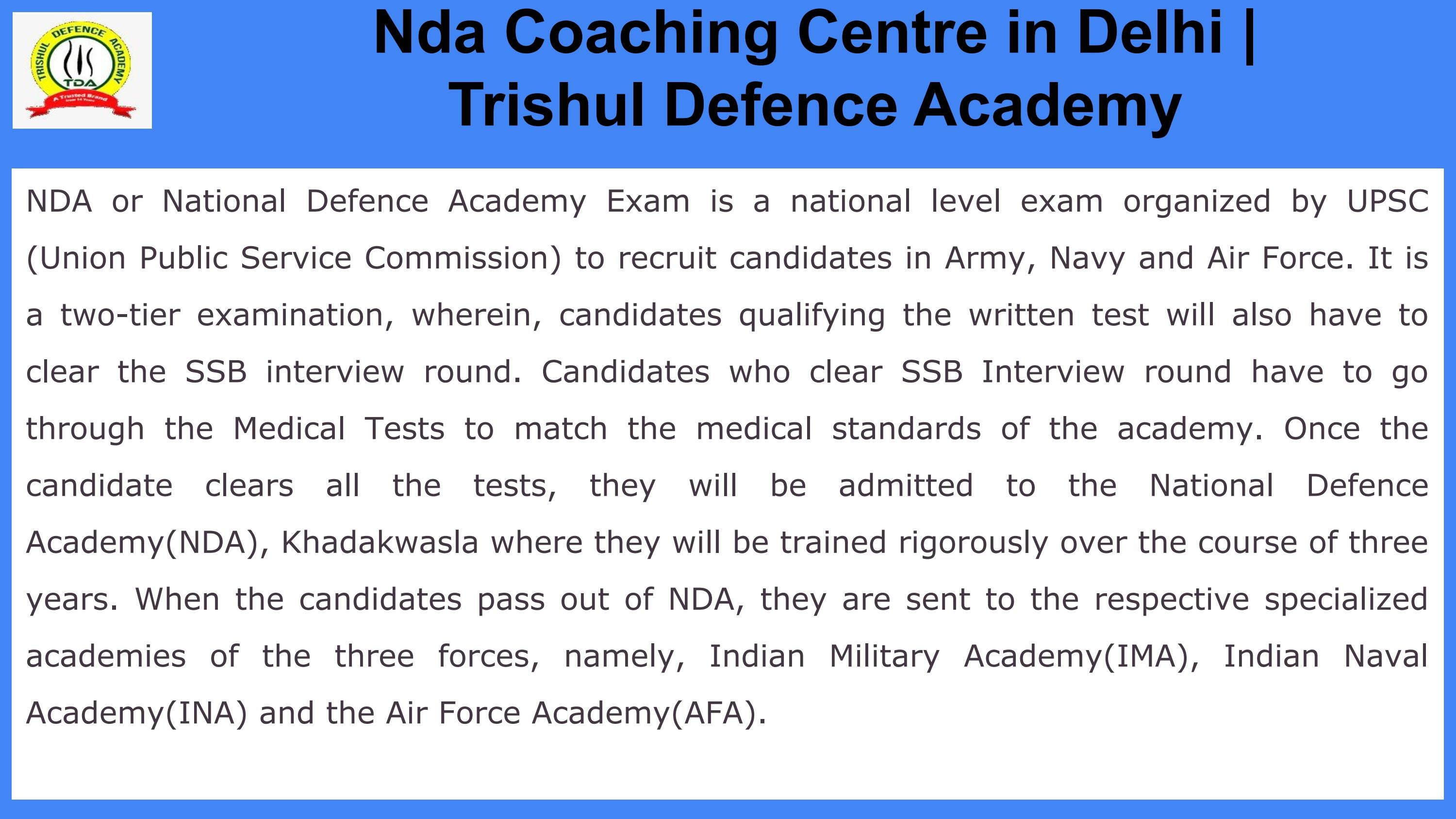 Nda Coaching Centre in Delhi | Trishul Defence Academy by ...