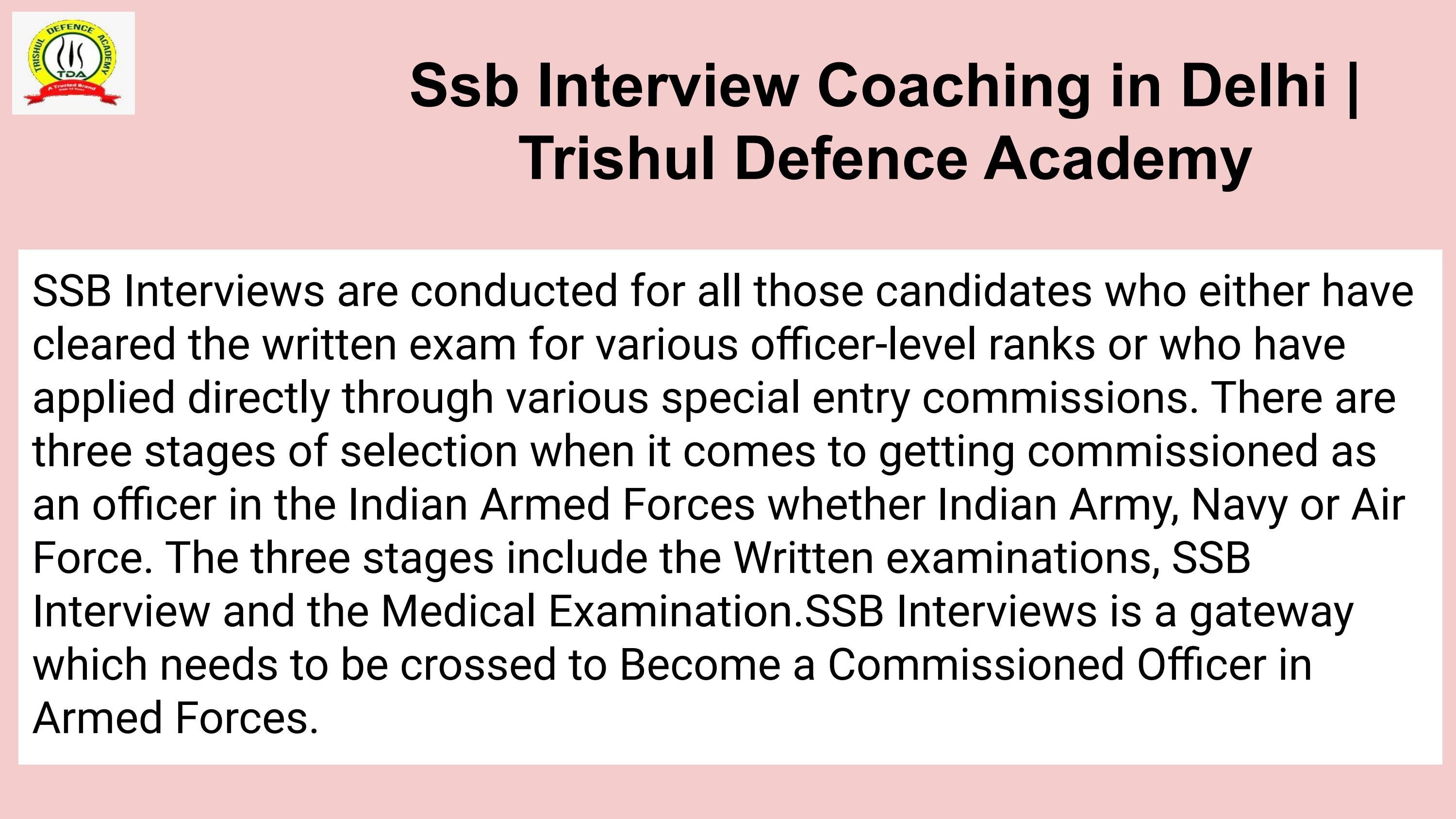Ssb Interview Coaching in Delhi | Trishul Defence Academy by ...