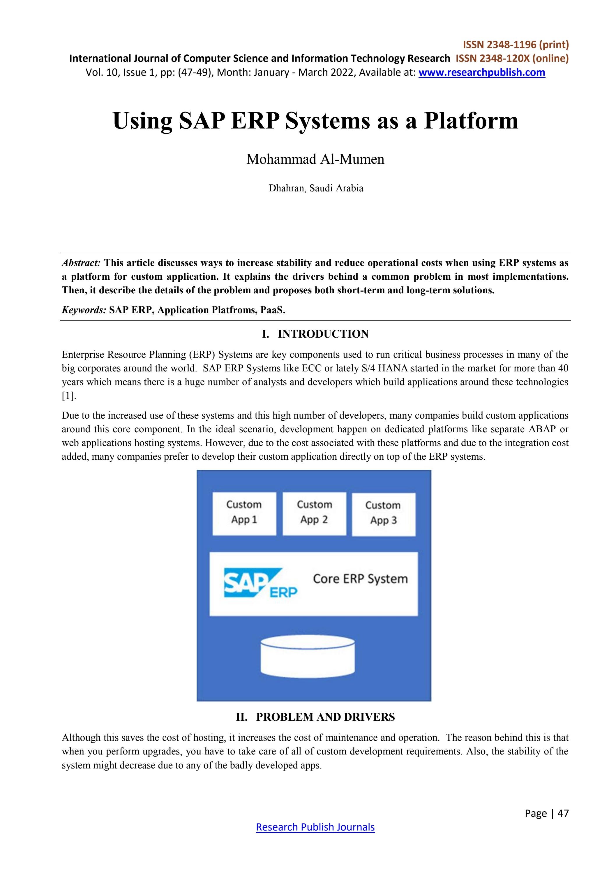 Using SAP ERP Systems as a Platform by Research Publish Journals - Issuu