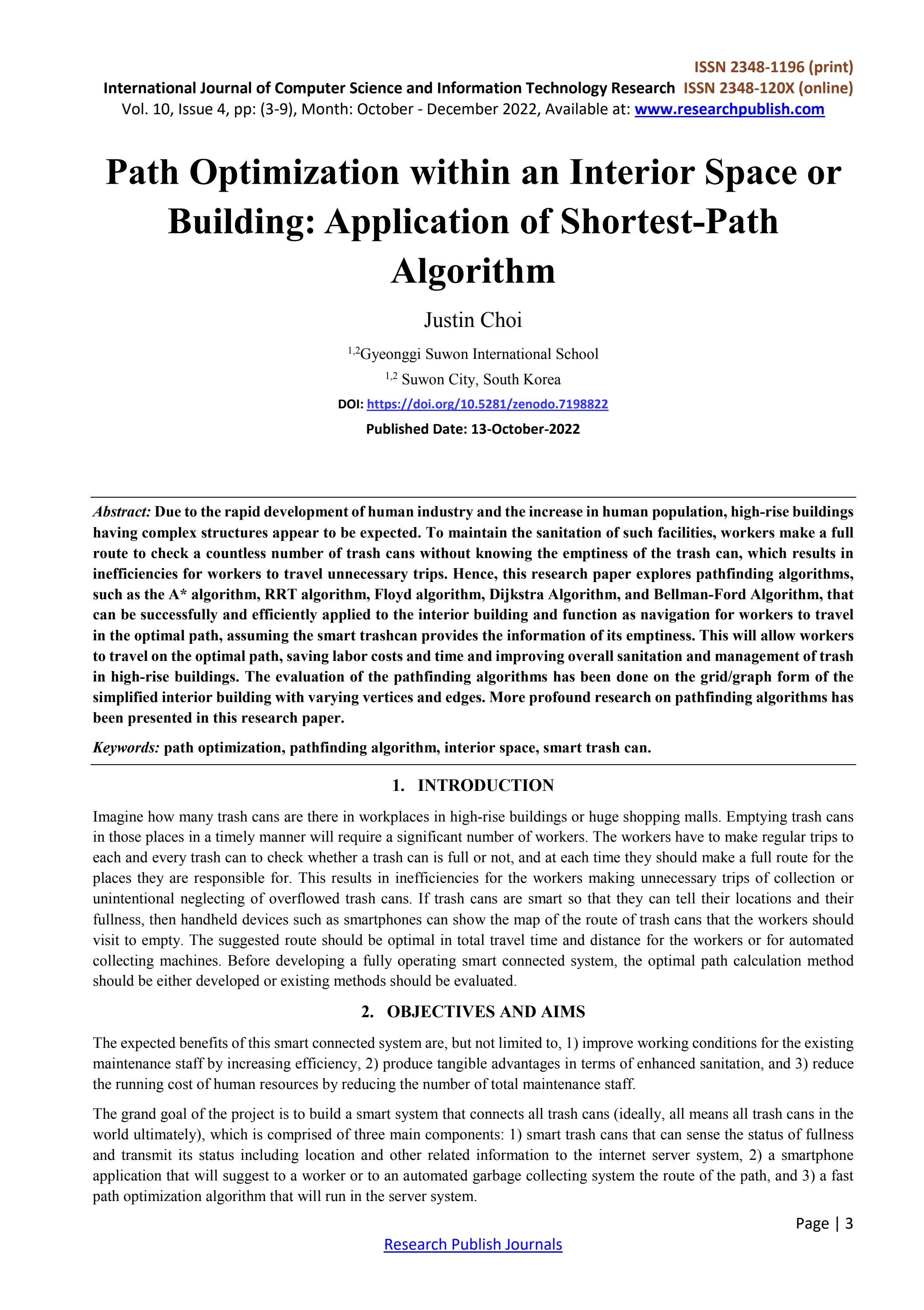 Path Optimization within an Interior Space or Building: Application of ...