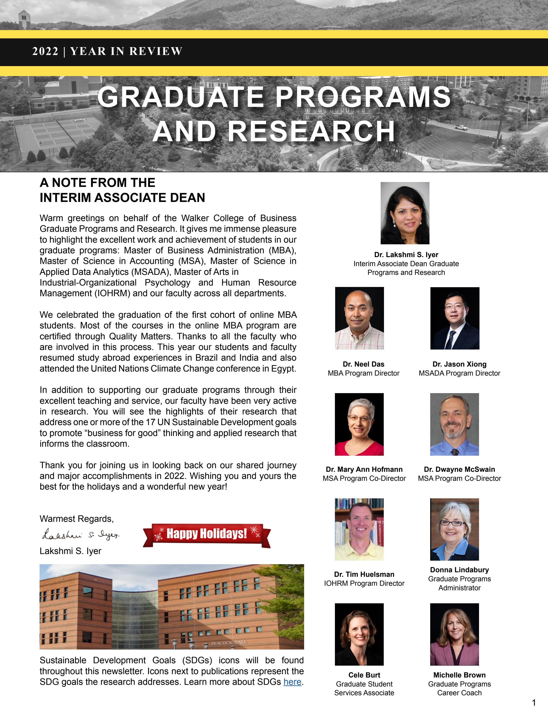 2022 Year in Review WCOB Graduate Programs and Research by Appalachian ...