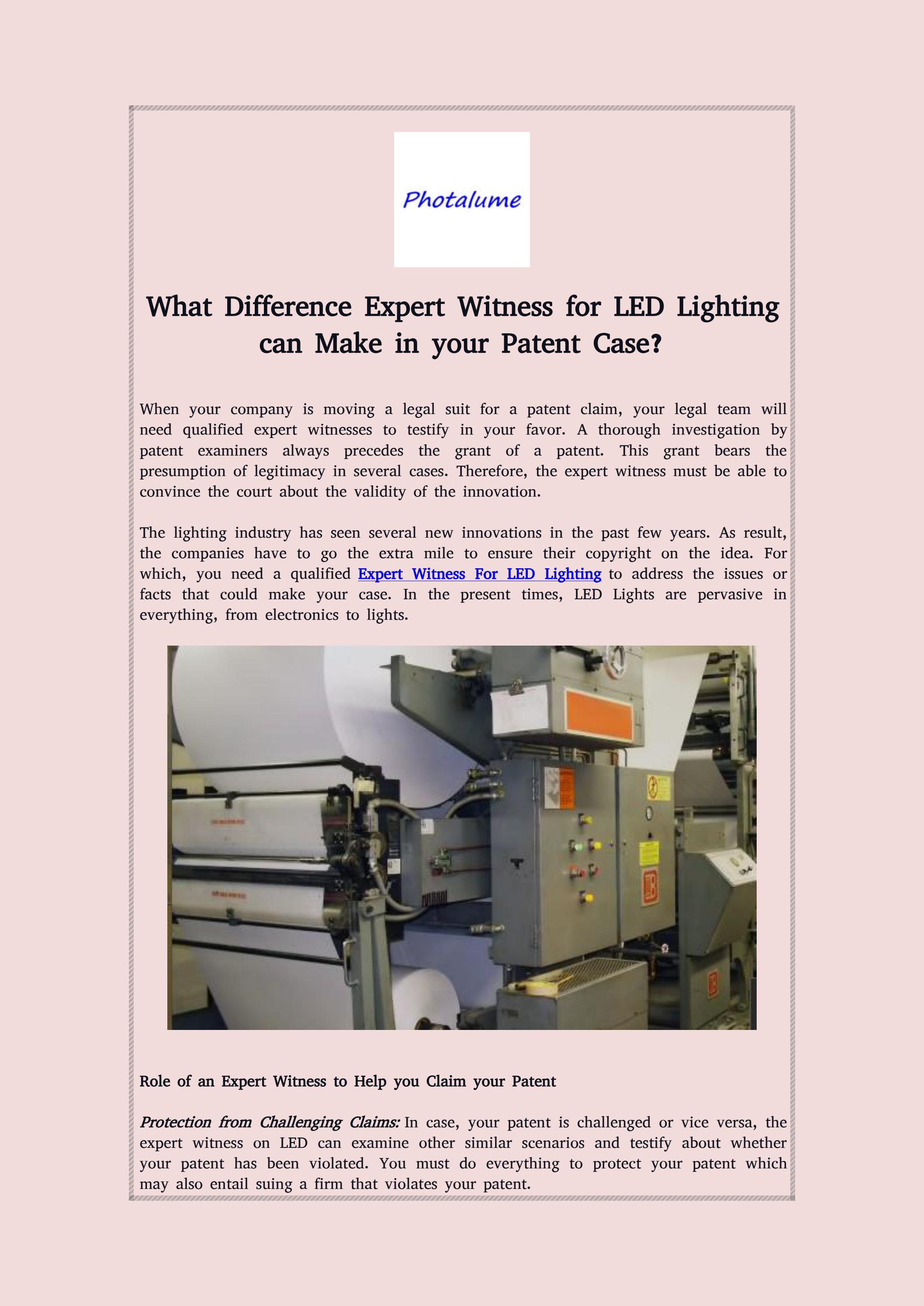 What Difference Expert Witness for LED Lighting can Make in your Patent ...
