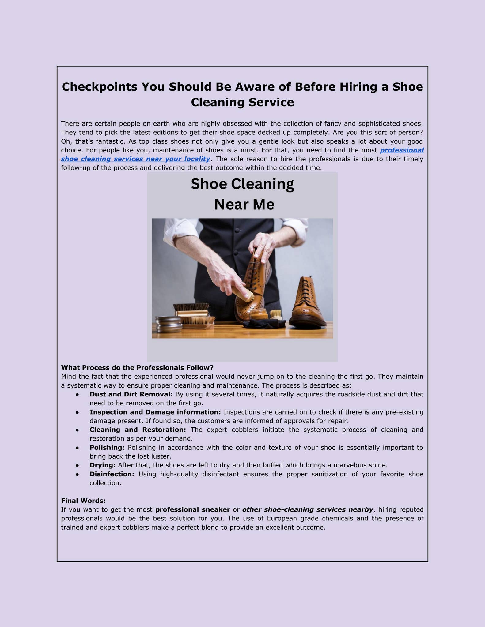 Checkpoints You Should Be Aware of Before Hiring a Shoe Cleaning ...