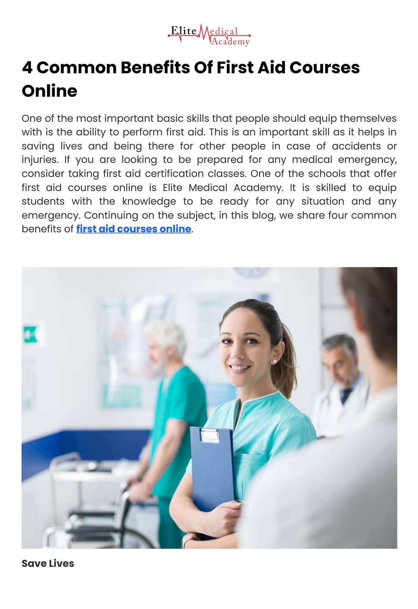 4 Common Benefits Of First Aid Courses Online by aelitemedical - Issuu