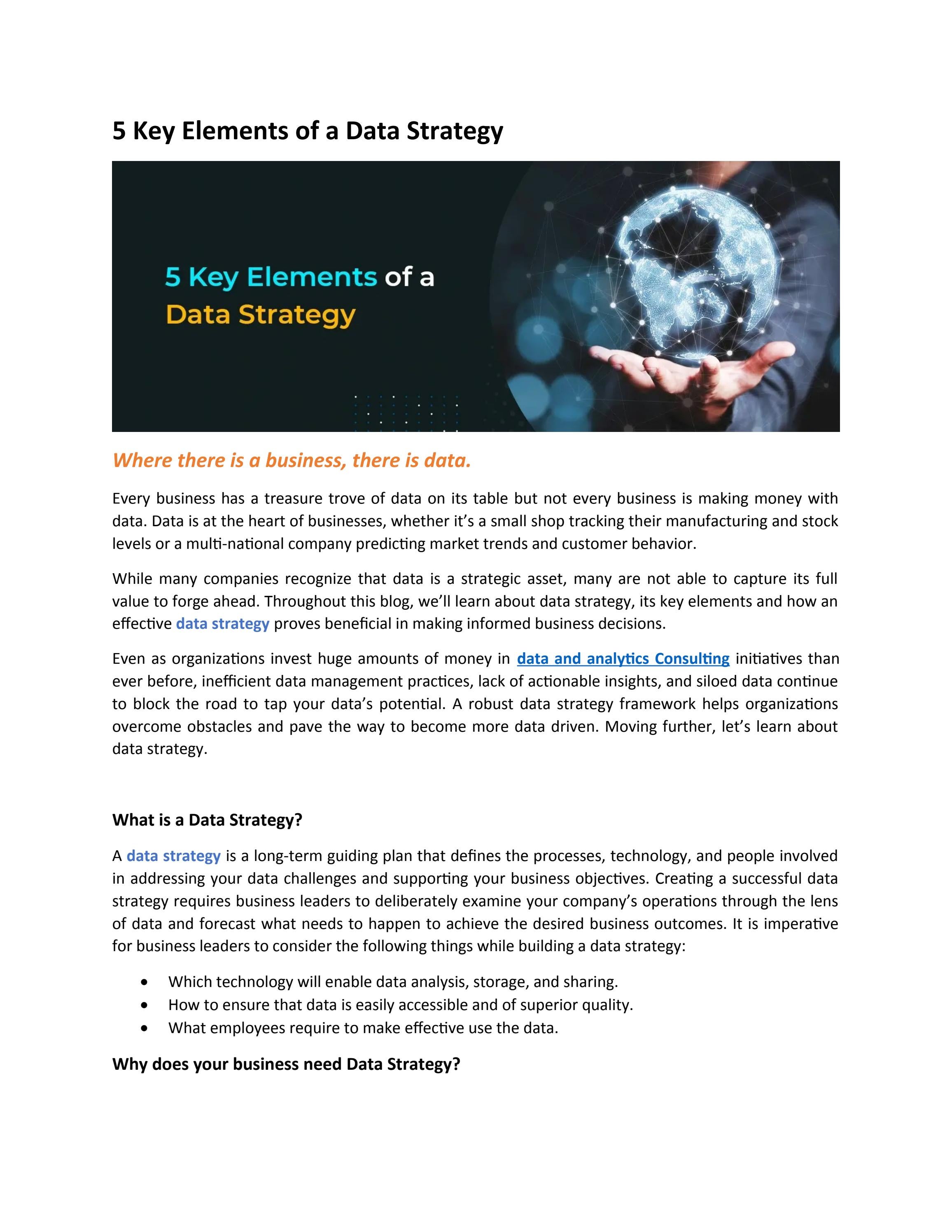Dive Into the 5 key elements of a winning data strategy by Polestar ...