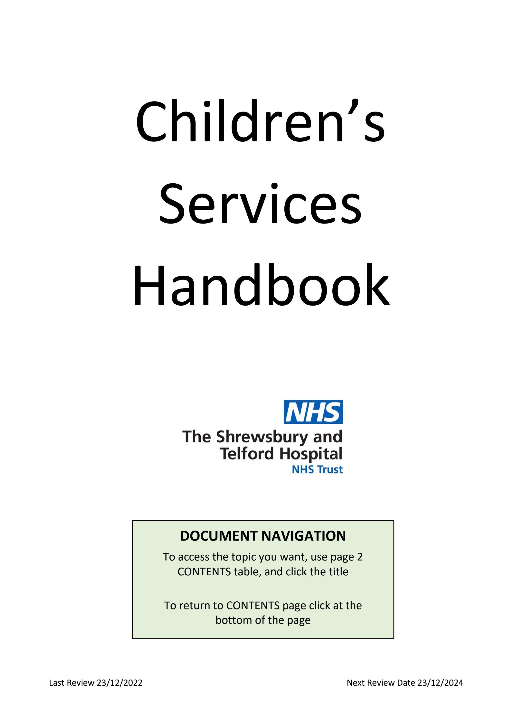 Children's Services Handbook by The Shrewsbury and Telford Hospital NHS ...