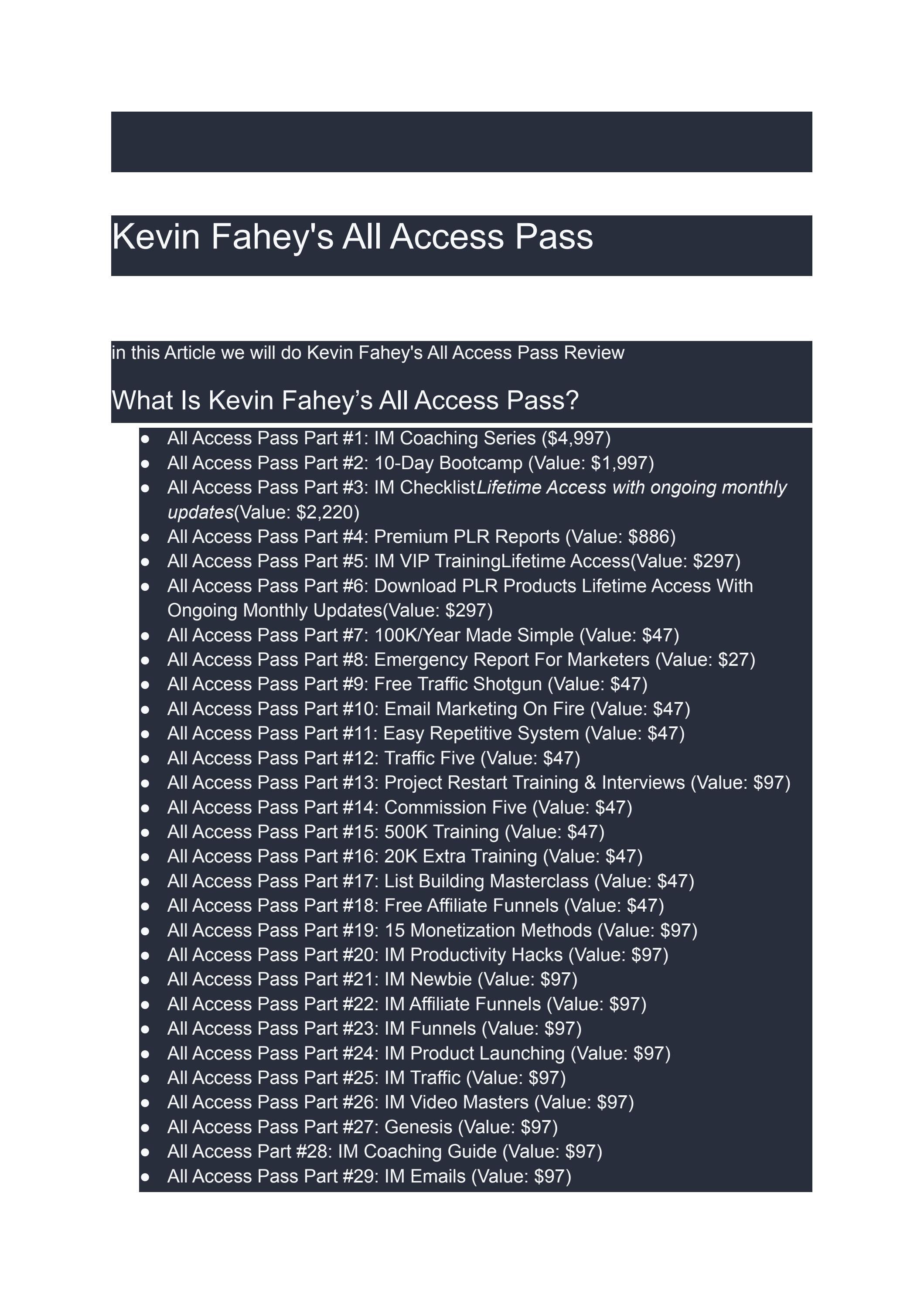 Kevin Fahey's All Access Pass by IloveMmoReviews - Issuu