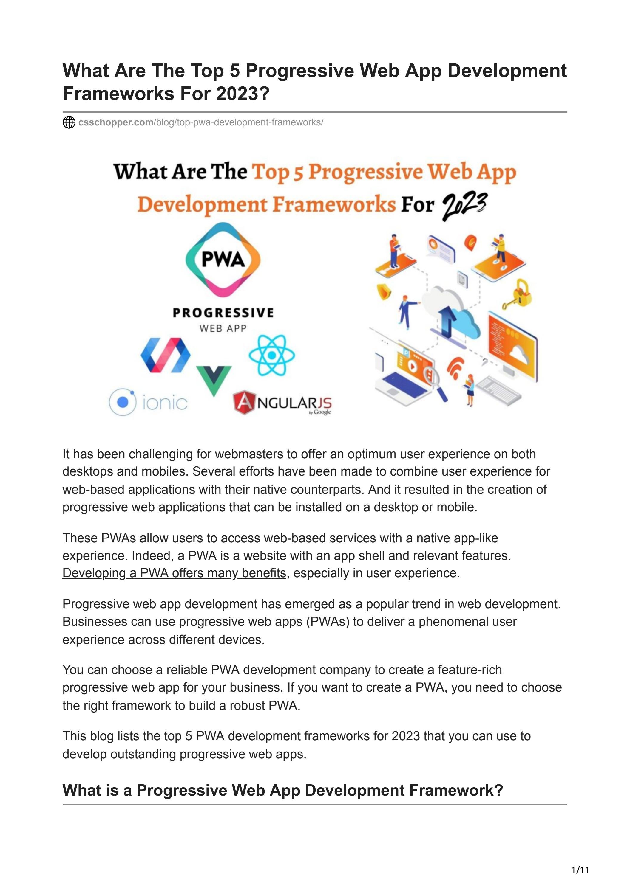 What Are The Top 5 Progressive Web App Development Frameworks For 2023? by Emily White - Issuu