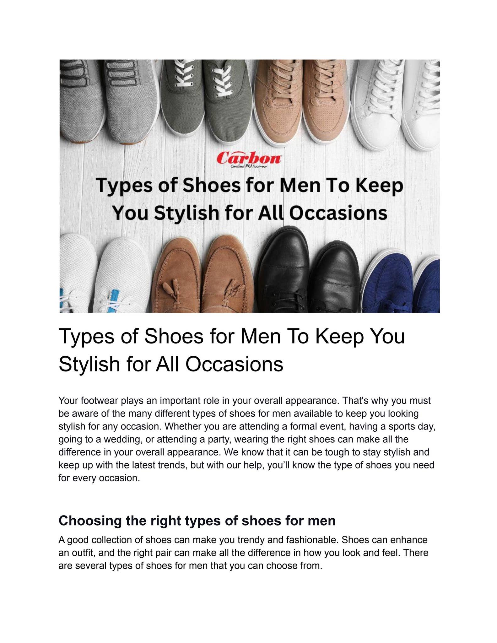 Types of Shoes for Men To Keep You Stylish for All Occasions by Carbon ...