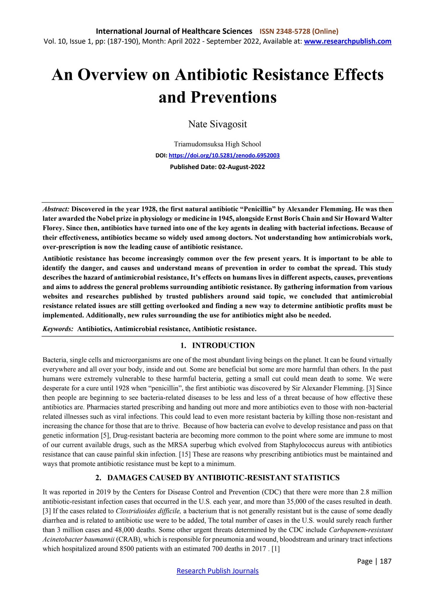 An Overview on Antibiotic Resistance Effects and Preventions by ...
