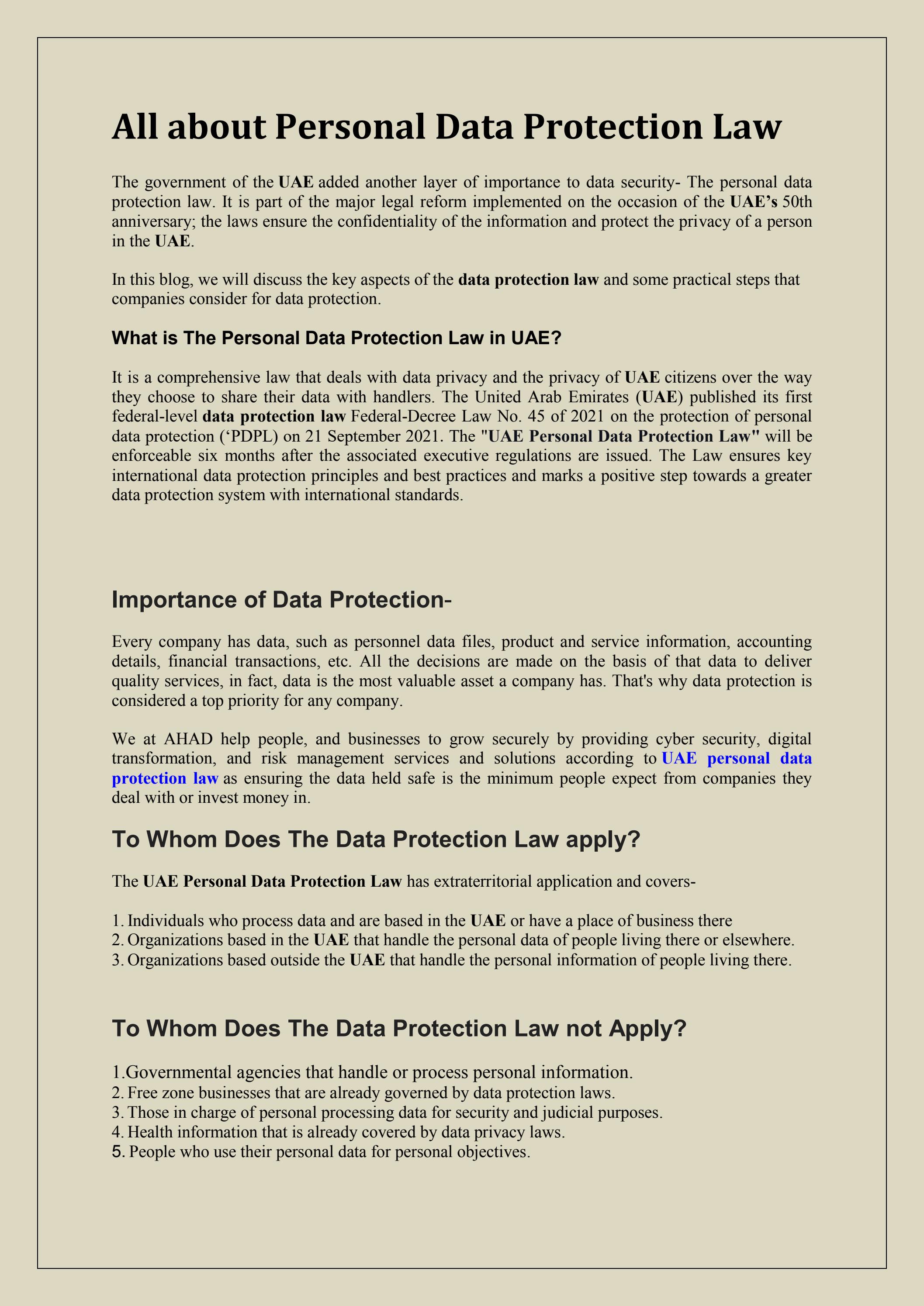 All about Personal Data Protection Law - AHAD by AHAD - Issuu