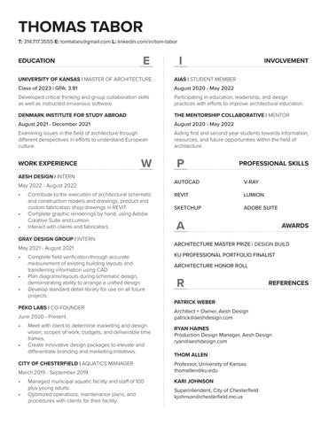 Resume | Thomas Tabor by Thomas Tabor - Issuu