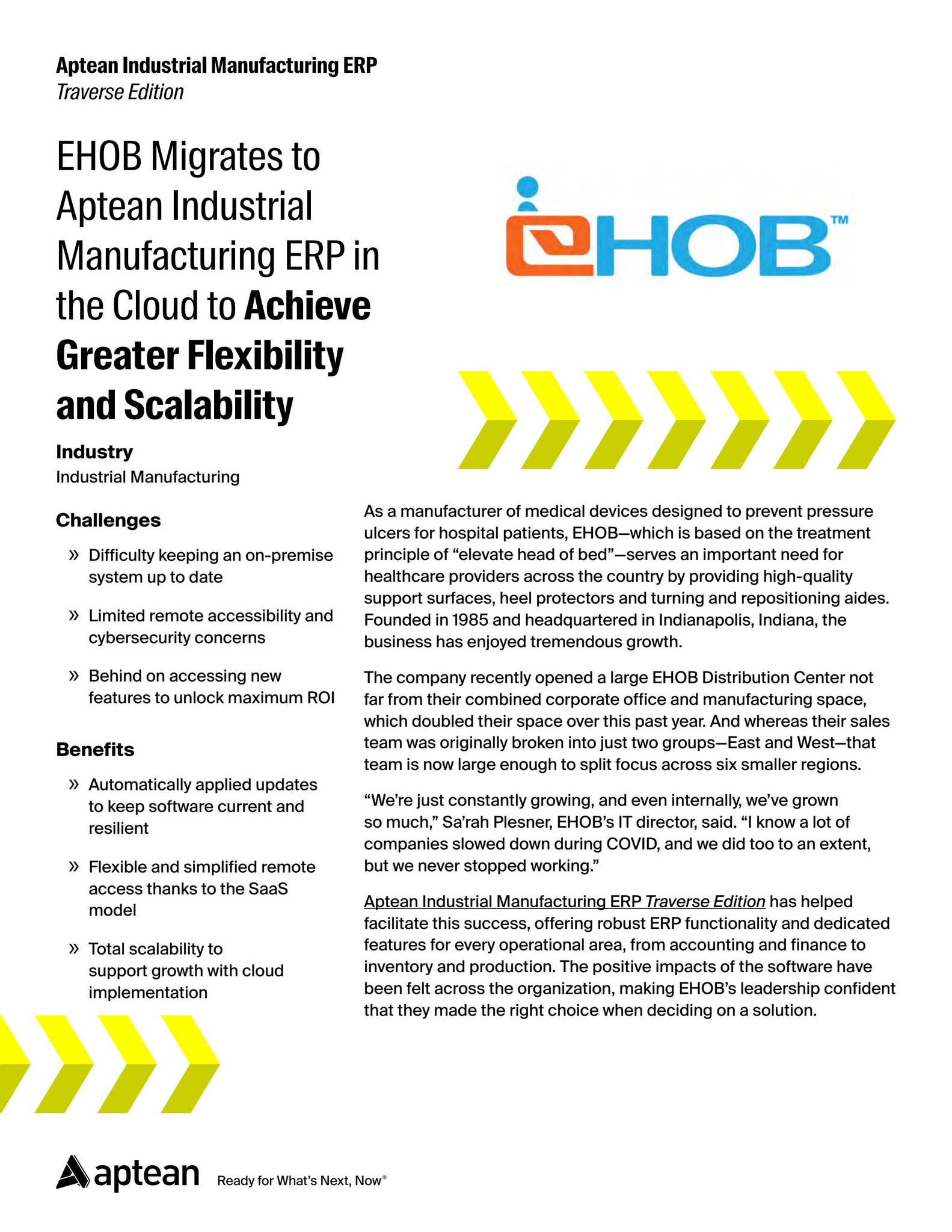 Aptean Industrial Manufacturing ERP, Traverse Edition Case Study: EHOB ...