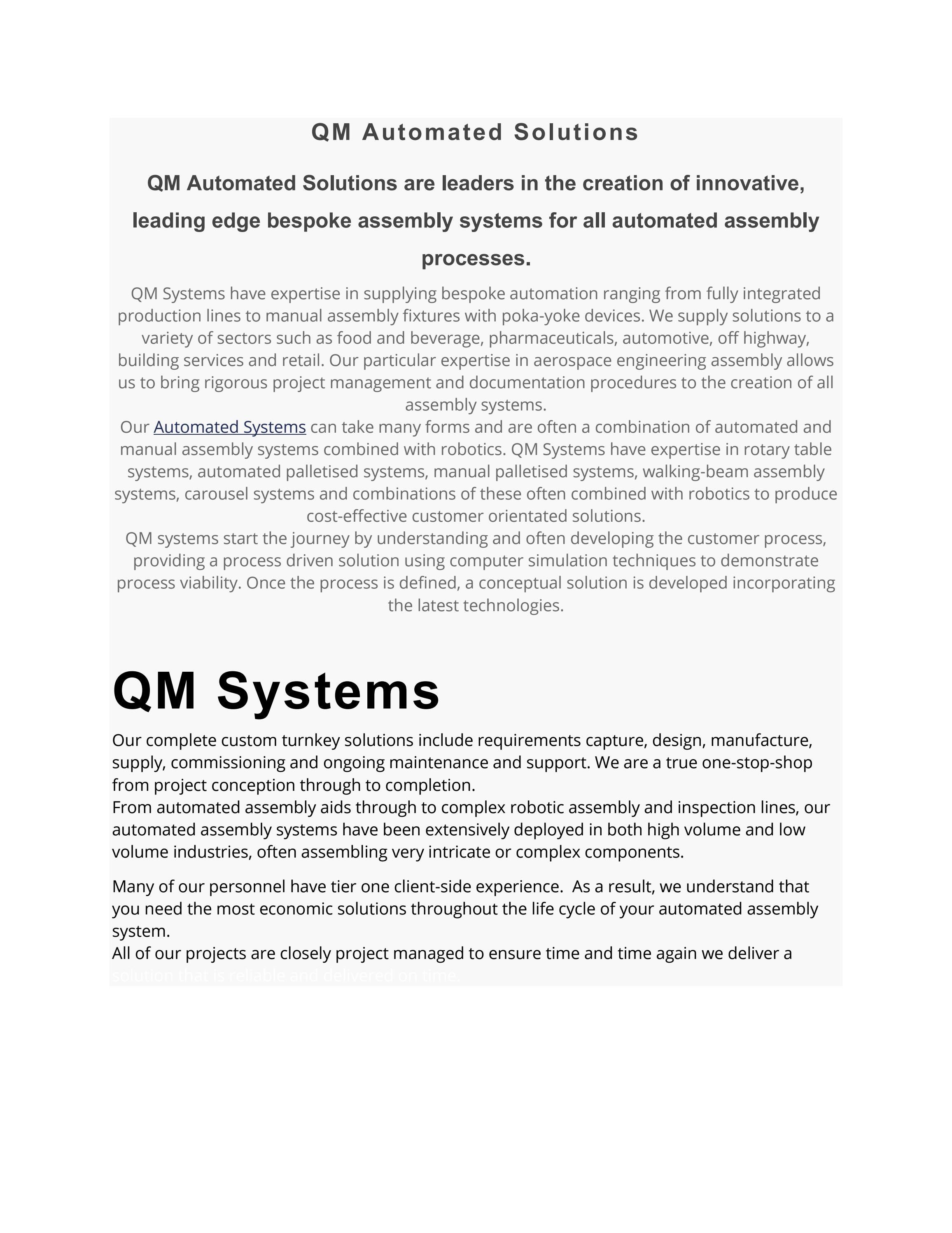 QM Automated Solutions by QM Systems - Issuu