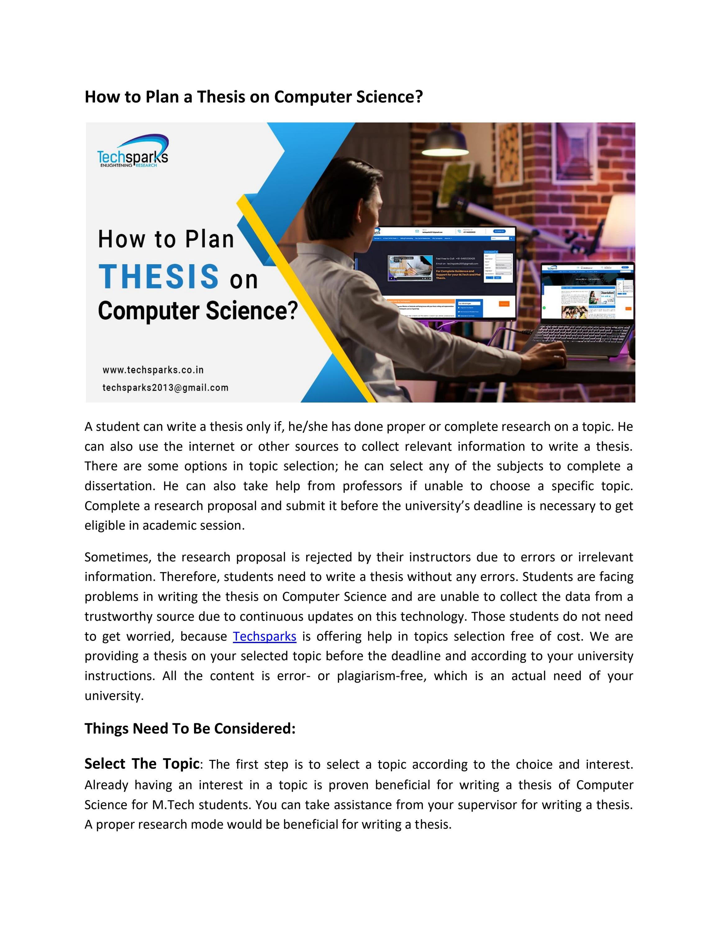 How to Plan a Thesis on Computer Science? by Techsparks - Issuu