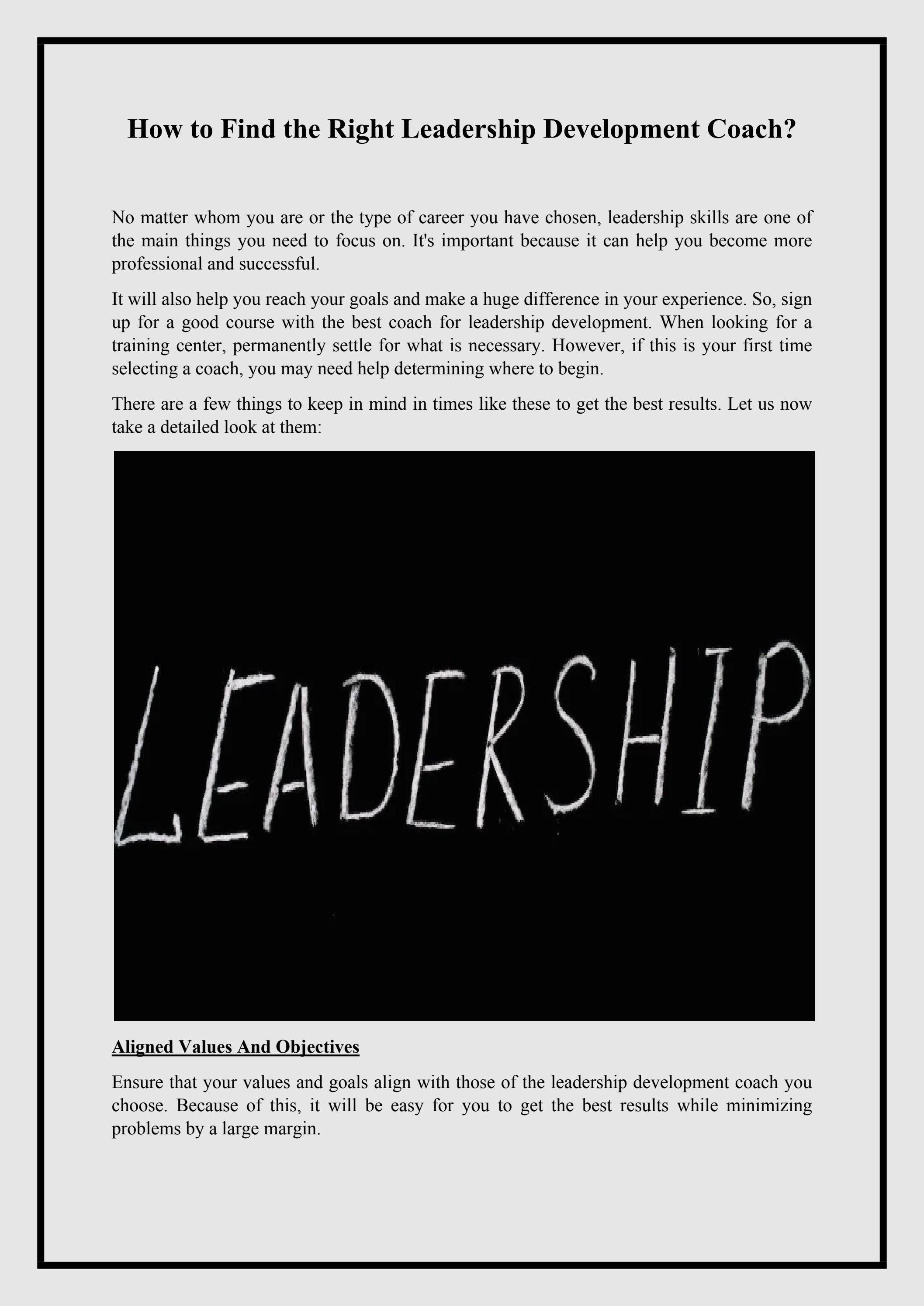 How to Find the Right Leadership Development Coach? by Curtis ...